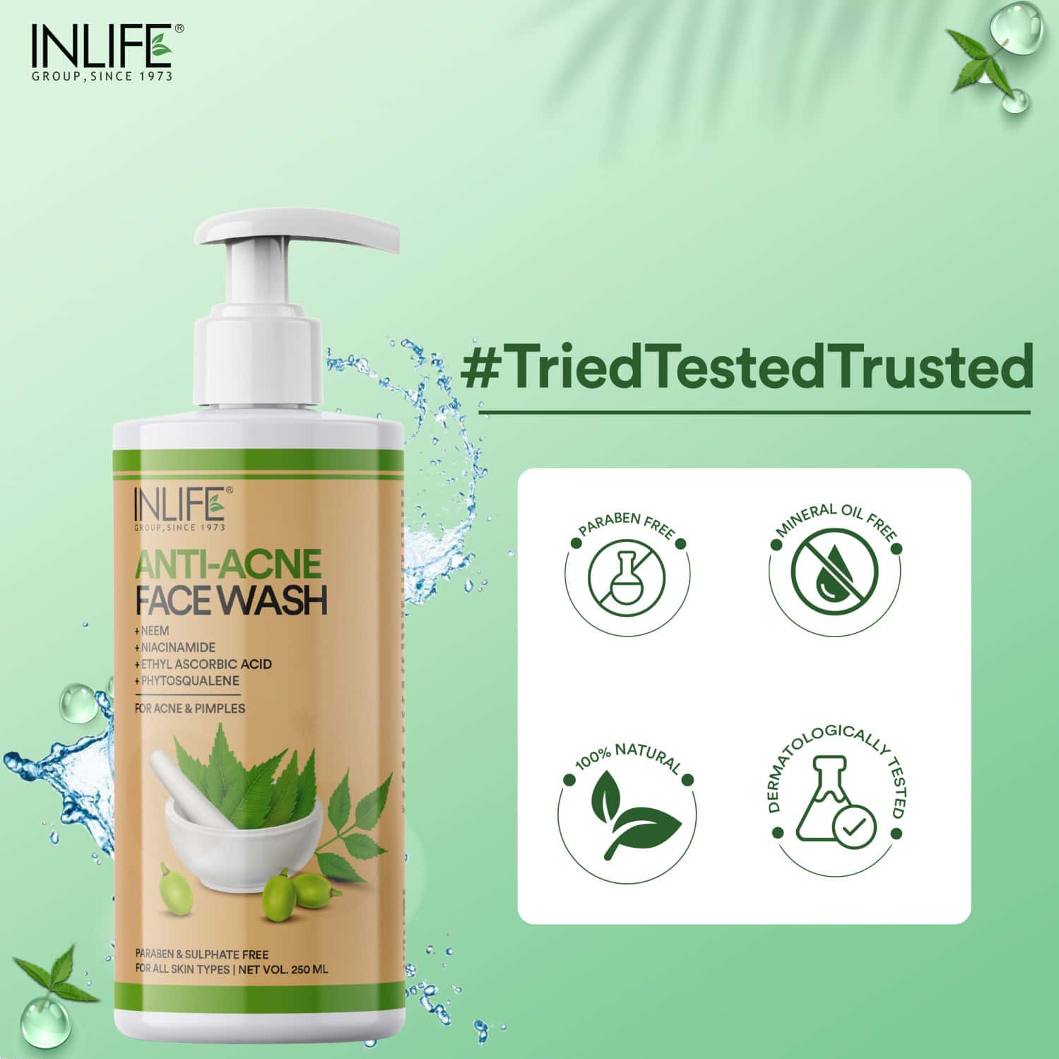 Buy INLIFE ANTI ACNE FACE WASH WITH NEEM ,GLOWING SKIN | ALL SKIN TYPES ...