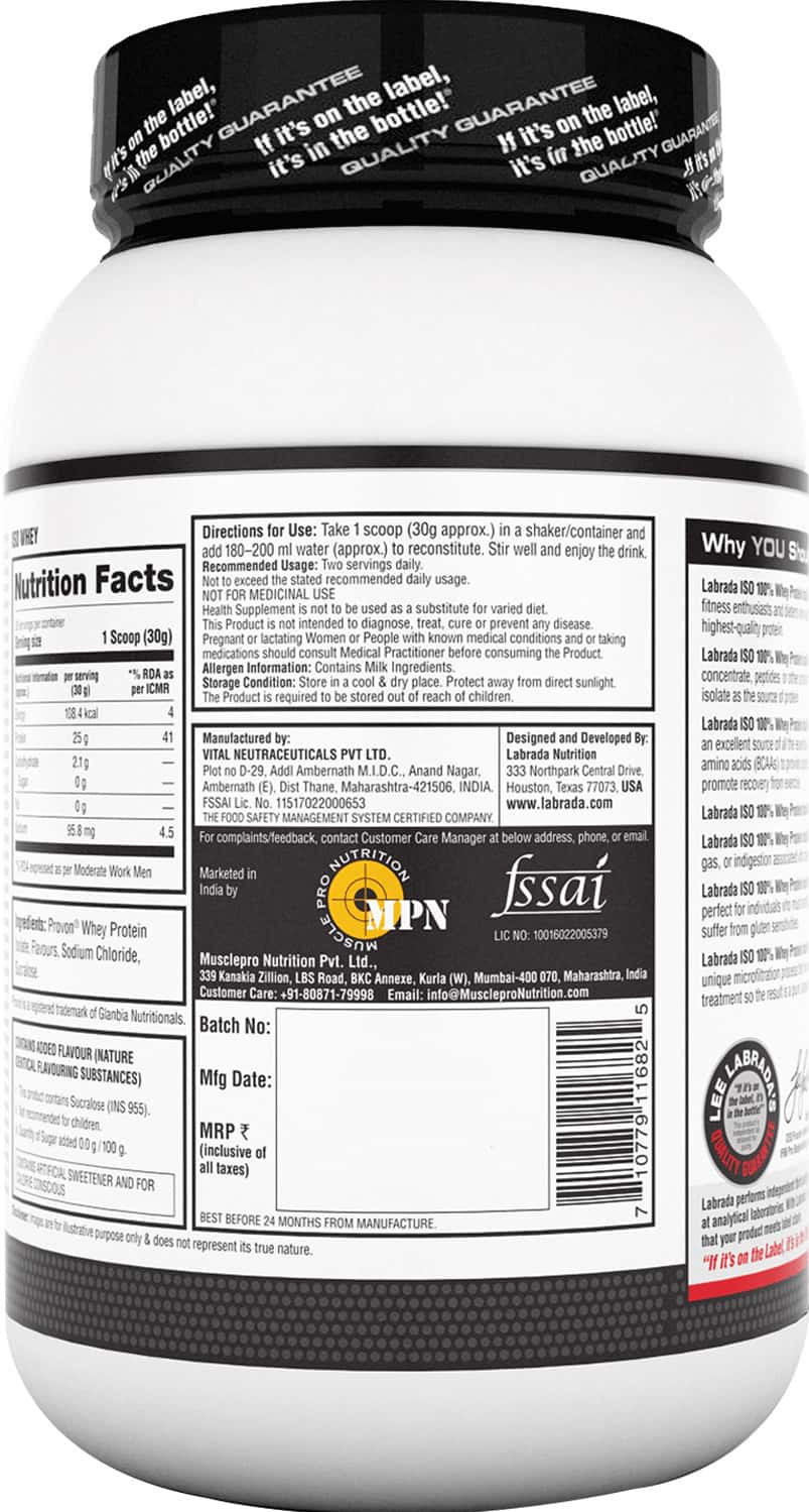 Buy LABRADA ISO WHEY 100% WHEY PROTEIN ISOLATE - 2 LBS (900G) (CAFE ...