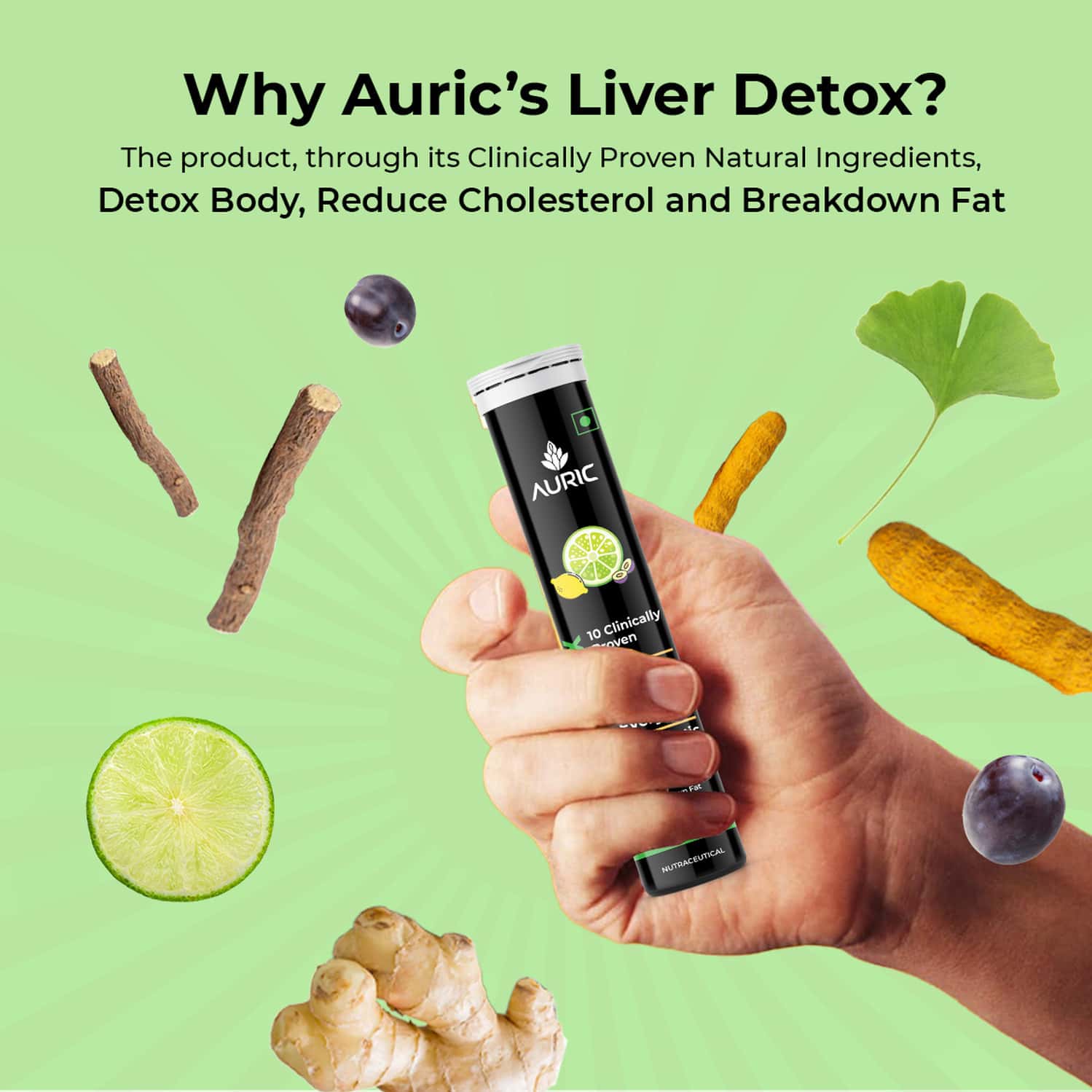 Buy AURIC LIVER DETOX EFFERVESCENT | FIZZY WATER WITH 10 AYURVEDIC ...