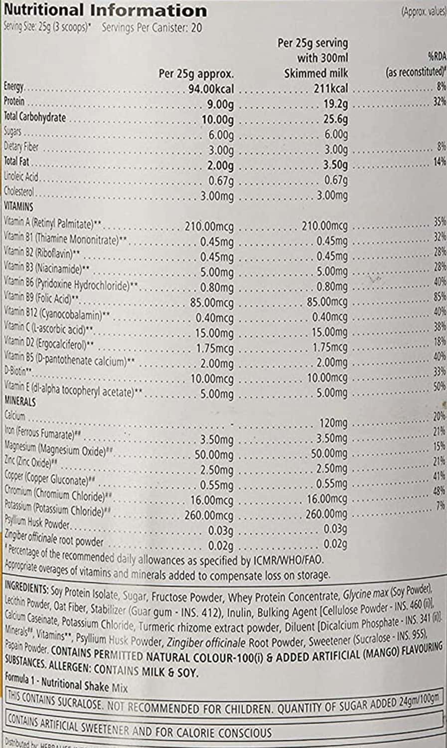 Buy HERBALIFE FORMULA 1-NUTRITIONAL SHAKE MIX-KULFI POWDER 500 GM ...