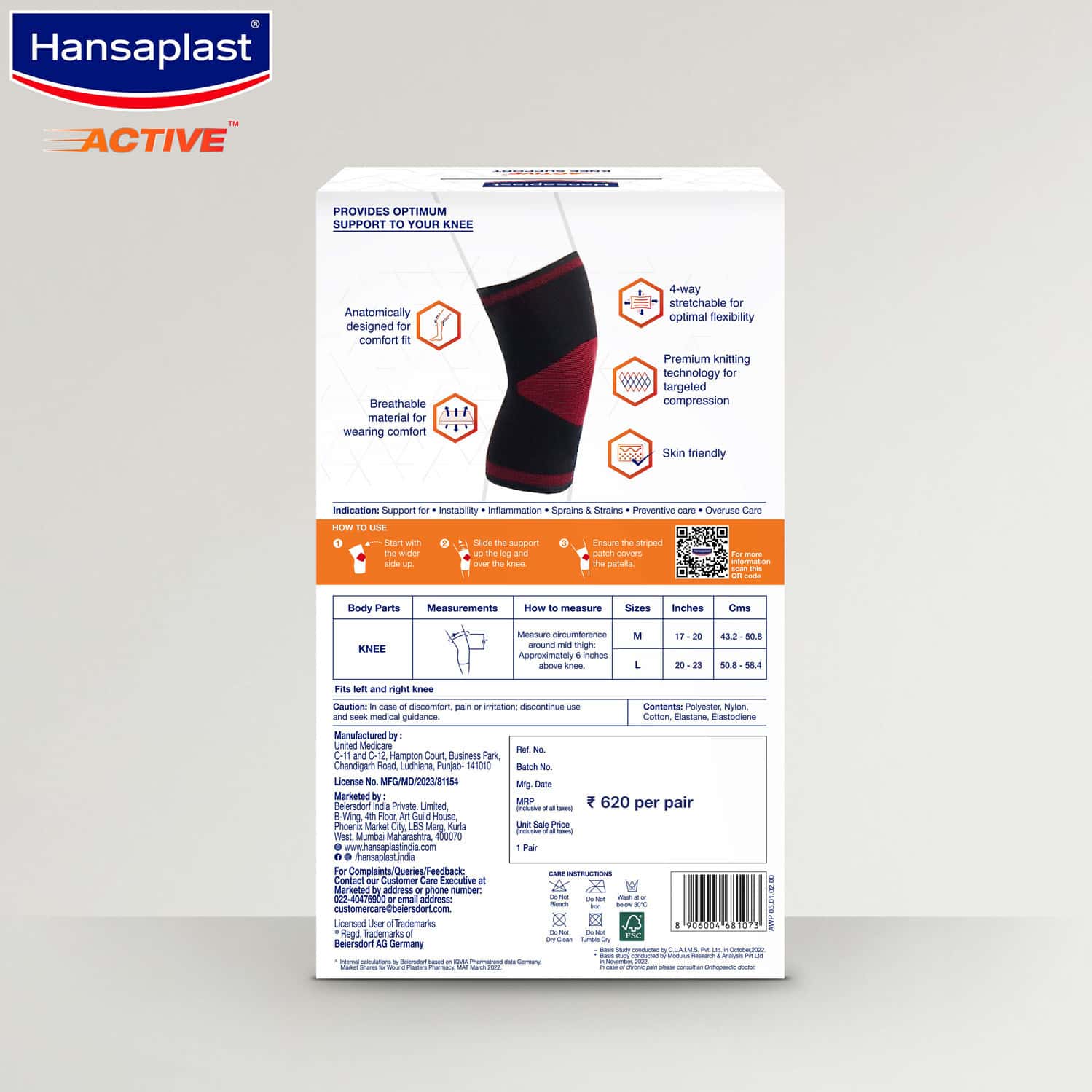 Buy HANSAPLAST ACTIVE KNEE SUPPORT M Online & Get Upto 60% OFF at PharmEasy