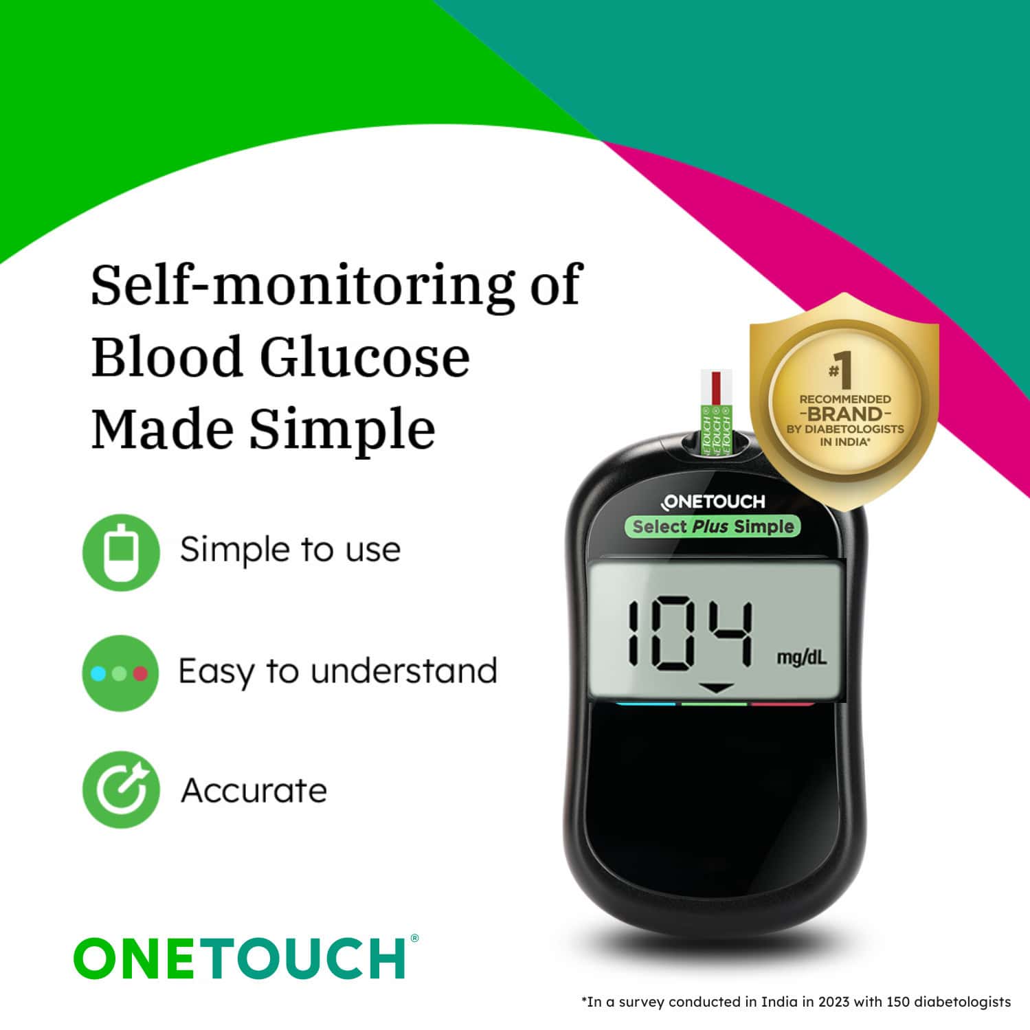 Buy ONETOUCH SELECT PLUS SIMPLE GLUCOMETER COMBO WITH 50 TEST STRIPS ...