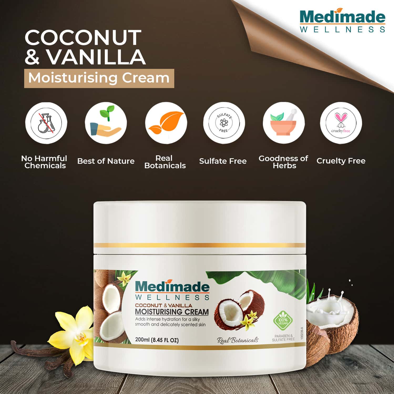 Buy MEDIMADE COCONUT AND VANILLA MOISTURISING CREAM - 200 ML Online ...