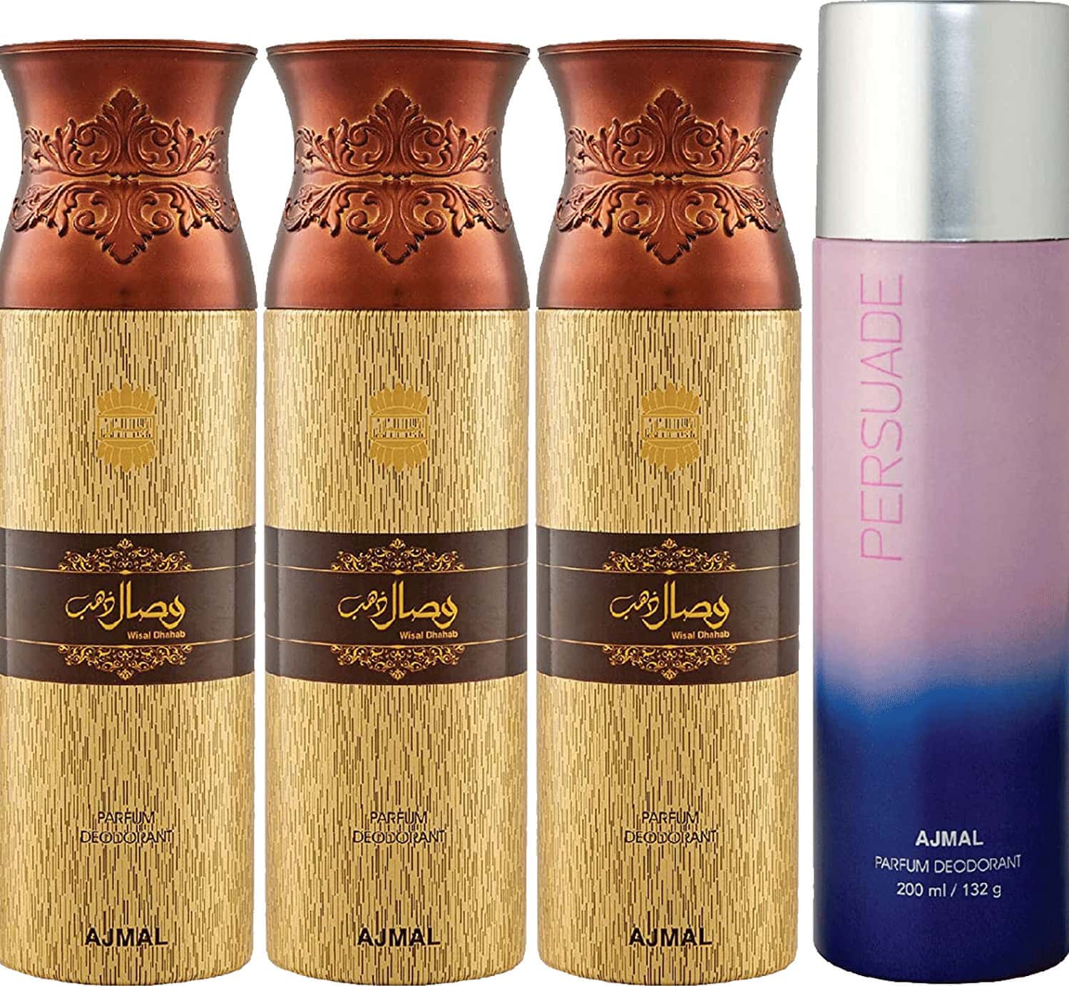 Buy AJMAL 3 WISAL DHAHAB FOR MEN AND 1 MAGNETIZE FOR MEN & WOMEN DEODORANTS EACH 200ML COMBO ...