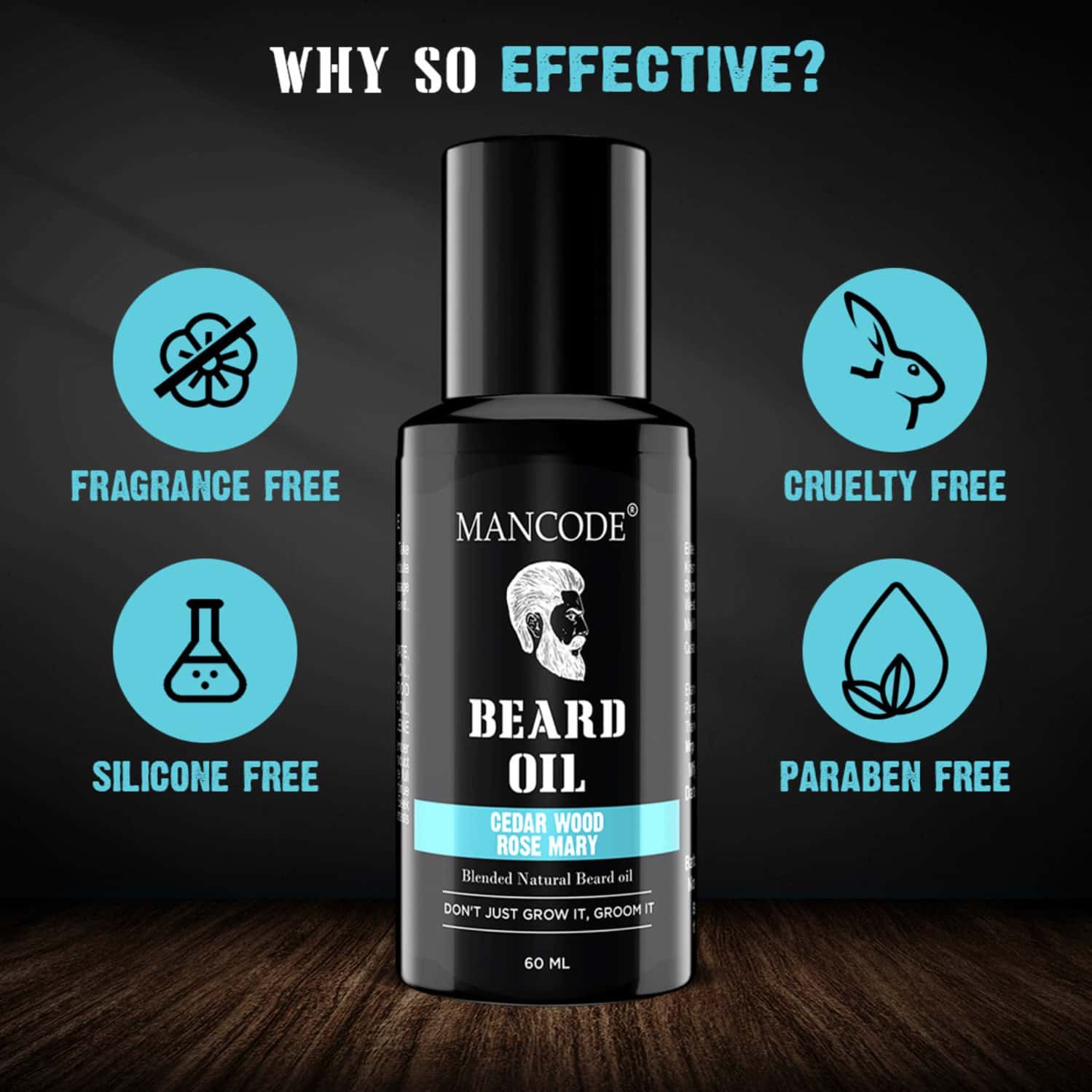 Buy MANCODE CEDAR WOOD AND ROSE MARY BEARD OIL, 60ML Online & Get Upto 60% OFF at PharmEasy