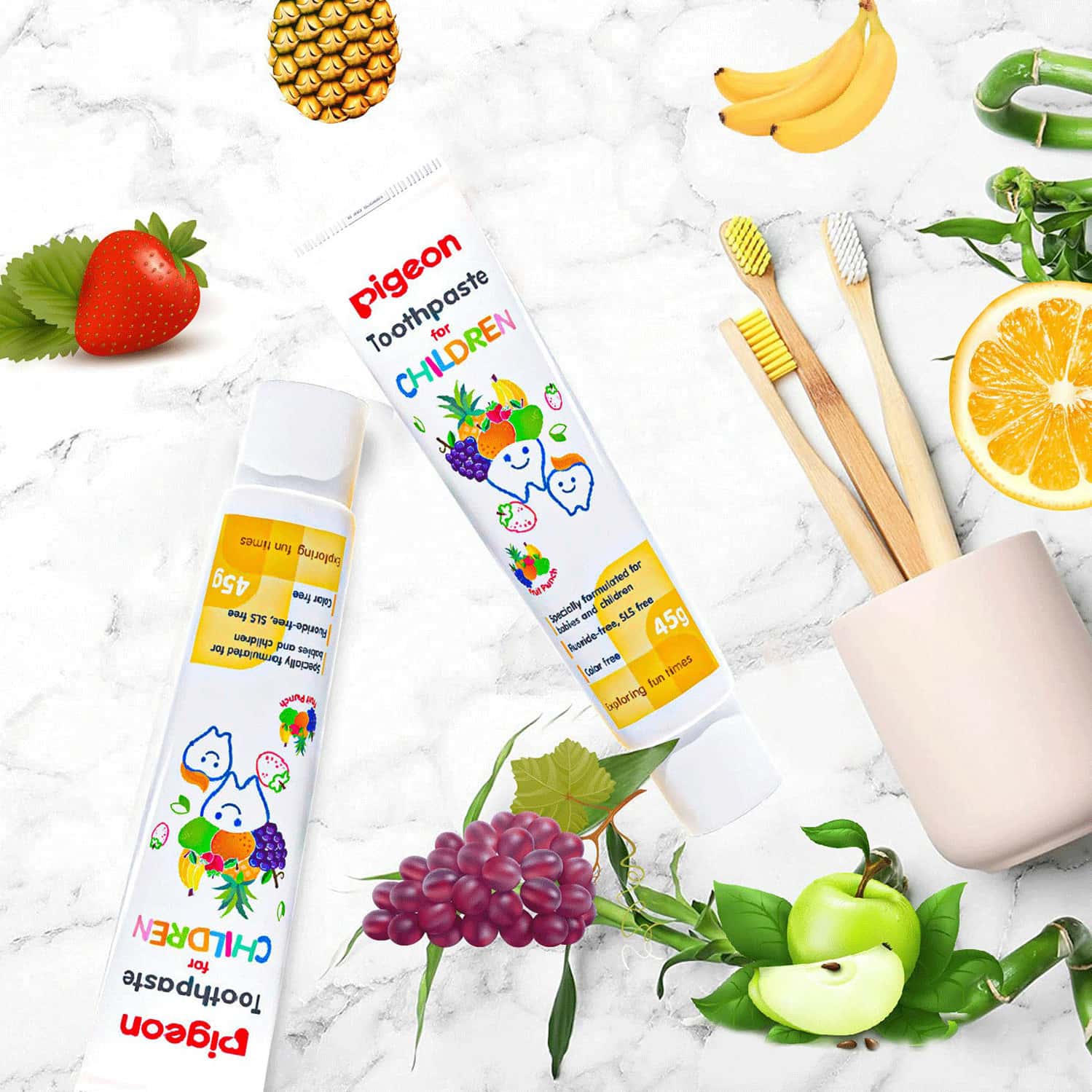 Buy PIGEON CHILDREN TOOTHPASTE FRUIT PUNCH (45G PACK OF 2) Online & Get ...