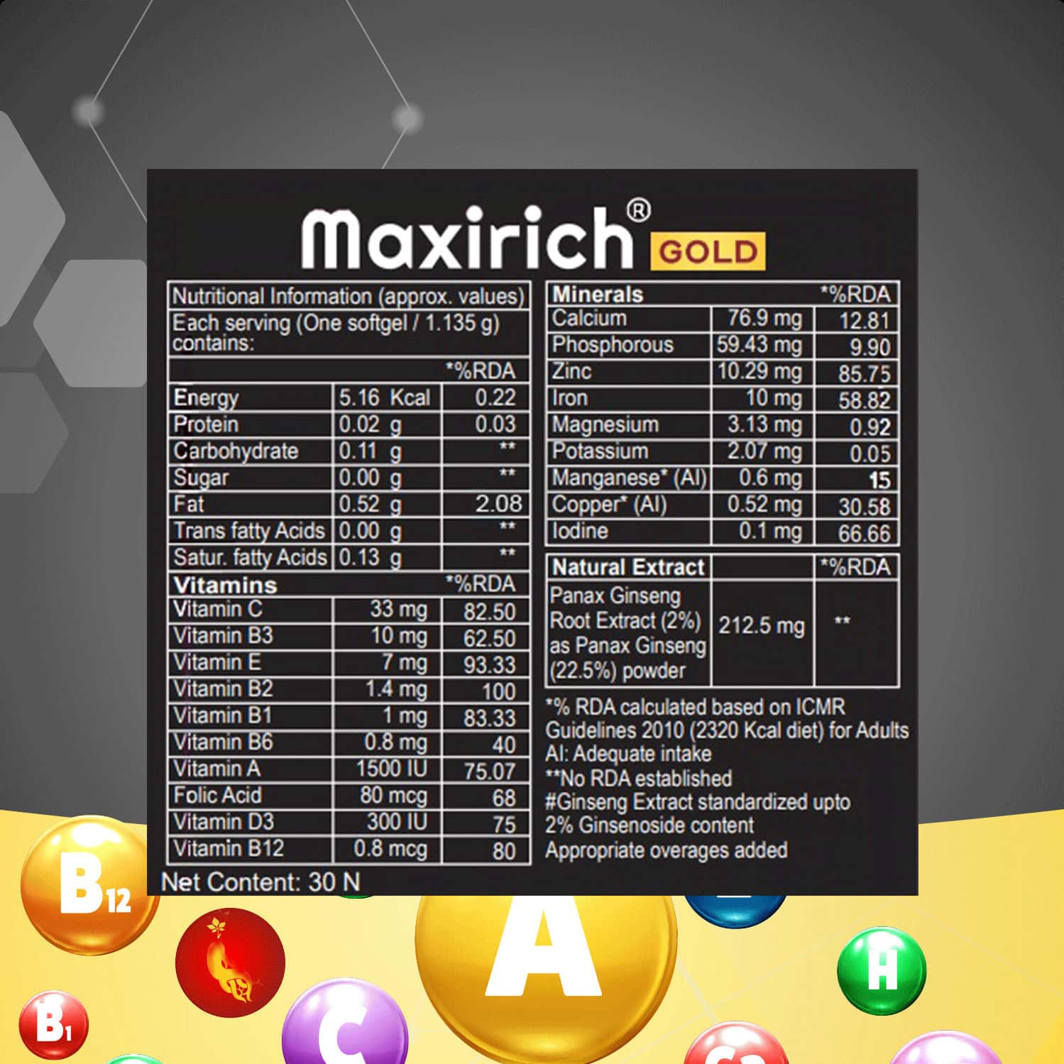 Buy MAXIRICH GOLD ADVANCED DAILY SUPPLEMENT (7 CAPSULES) (PACK OF 5 ...