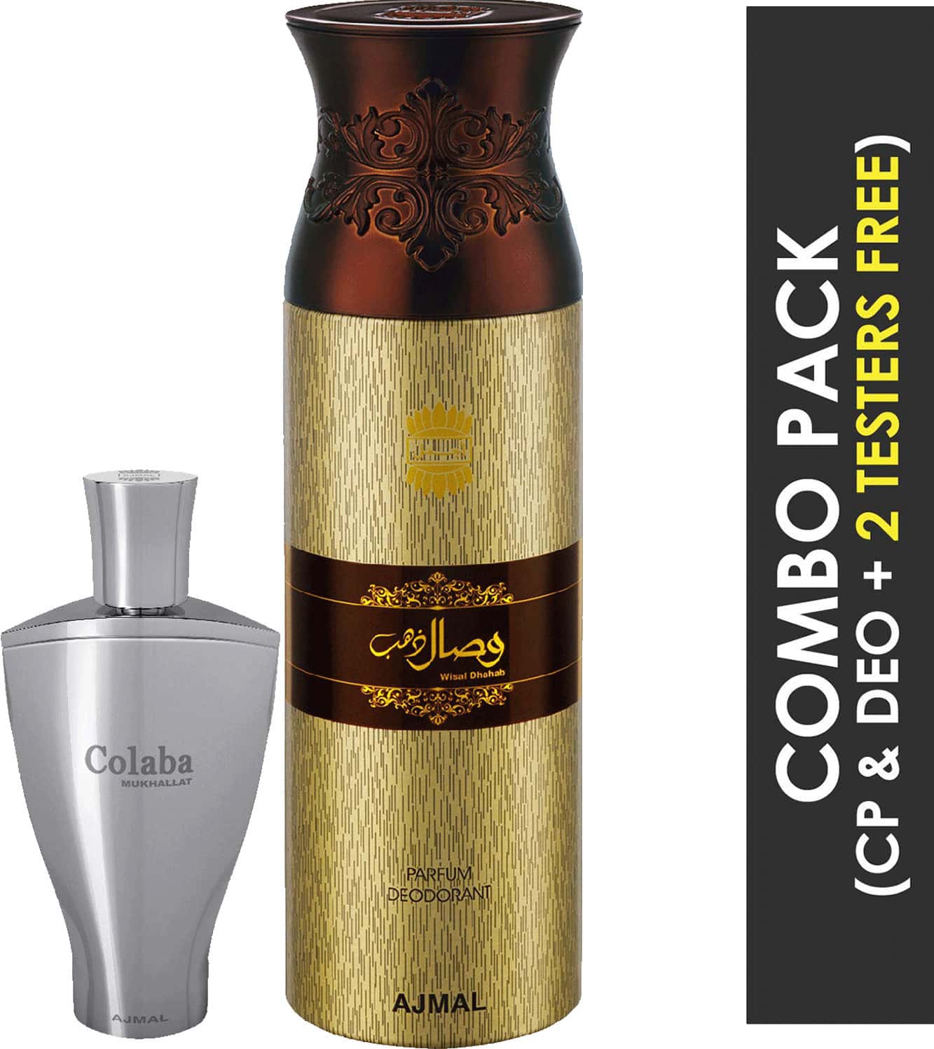 Buy AJMAL COLABA MUKHALLAT CP ATTAR 14ML FOR UNISEX AND WISAL DHAHAB DEODORANT 200ML FOR MEN ...