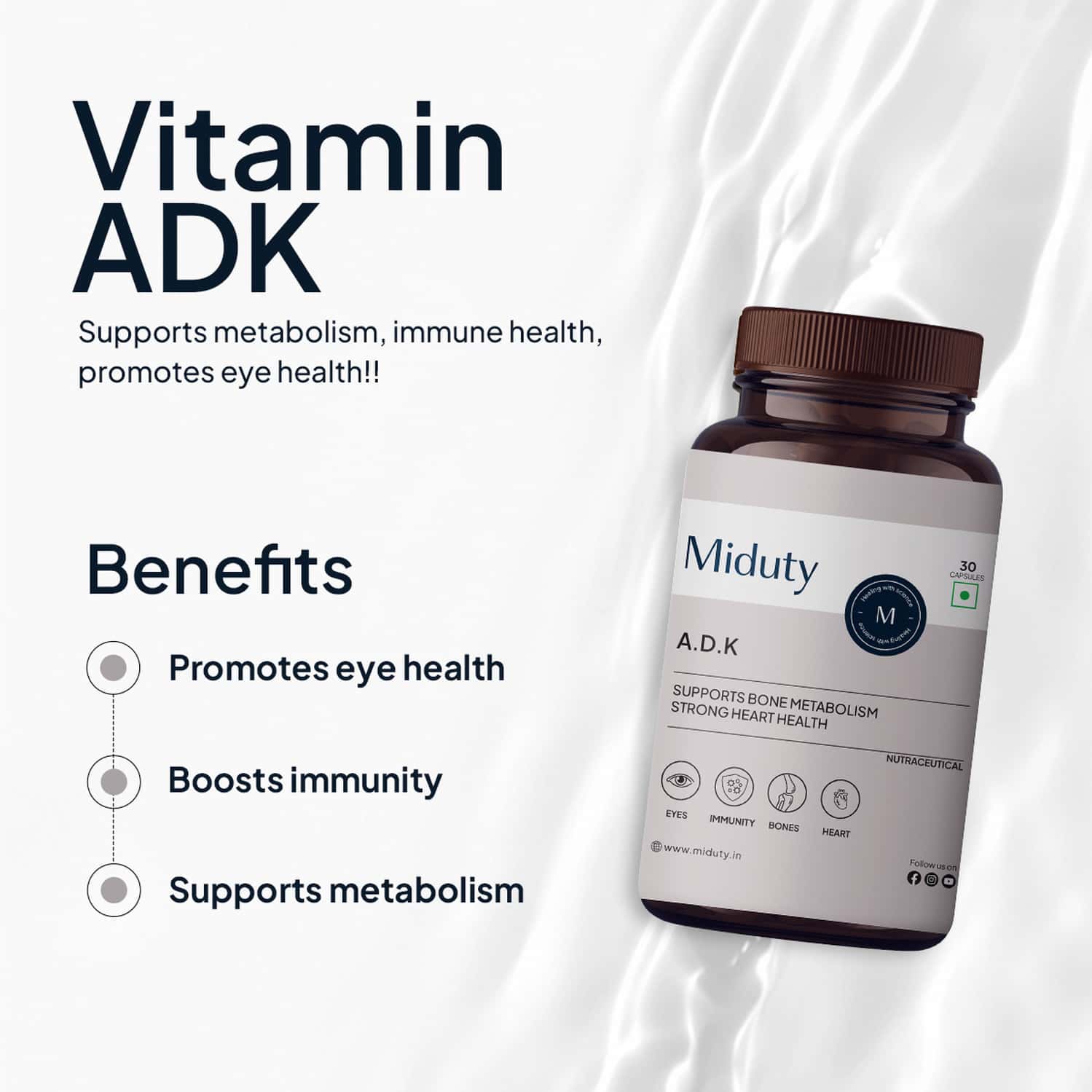 Buy MIDUTY PALAK NOTES VITAMIN ADK - CONTAINS VITAMIN A - D3 - K2 ...