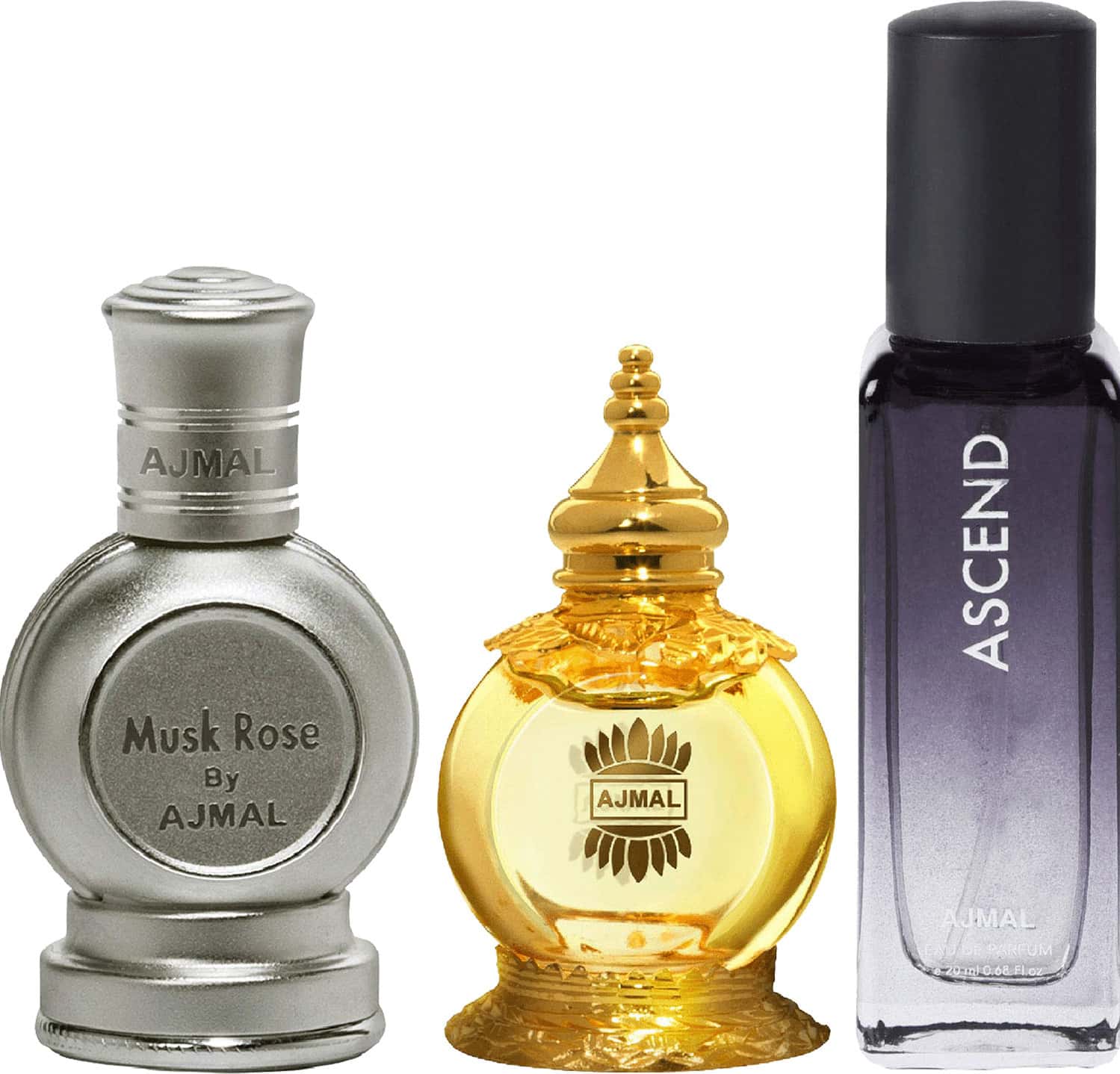 Buy AJMAL MUSK ROSE AND MUKHALLAT AL WAFA EACH OF 12ML & ASCEND EDP ...