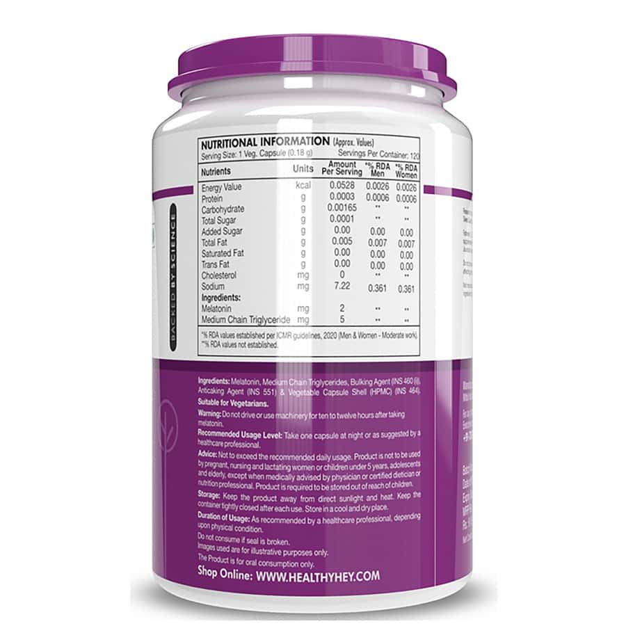 Buy HEALTHYHEY NUTRITION MELATONIN 3MG 120 VEGETABLE CAPSULES ...