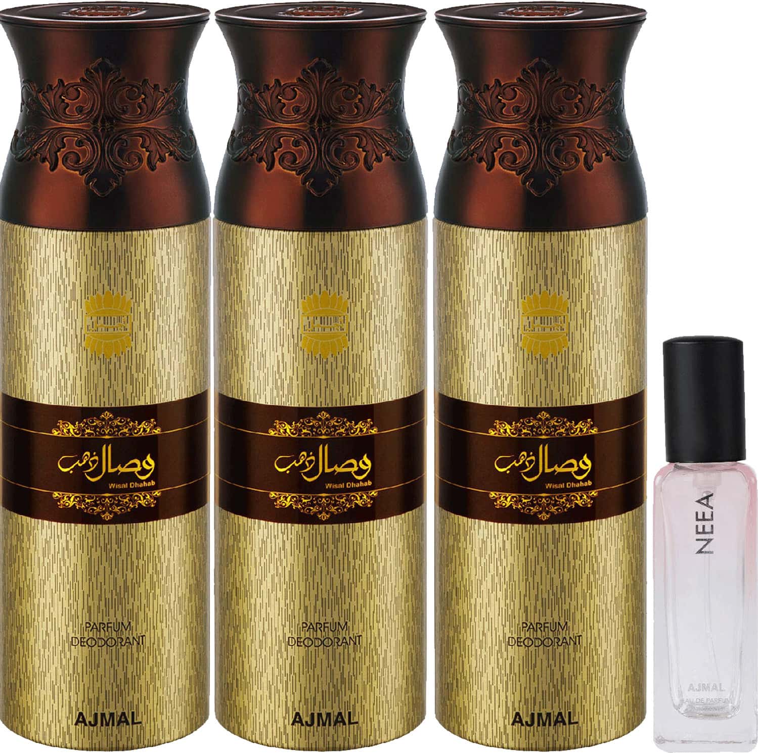 Buy AJMAL 3 WISAL DAHAB DEO 200ML & ARETHA EAU DE PARFUM 20ML PACK OF 4 ...