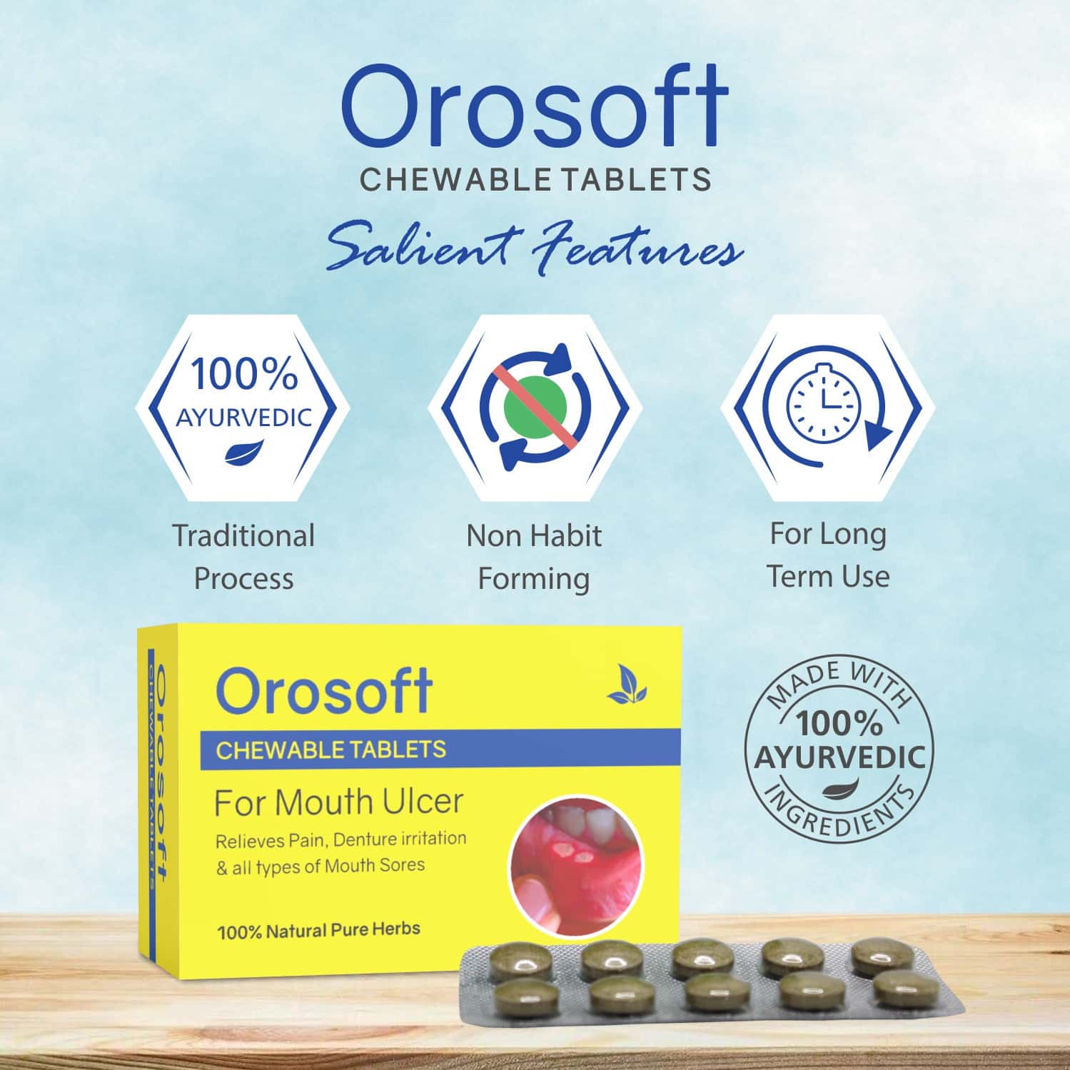 Buy OROSOFT CHEWABLE TABLETS (1 X 10 BLISTER) | REDUCES MOUTH ULCERS ...