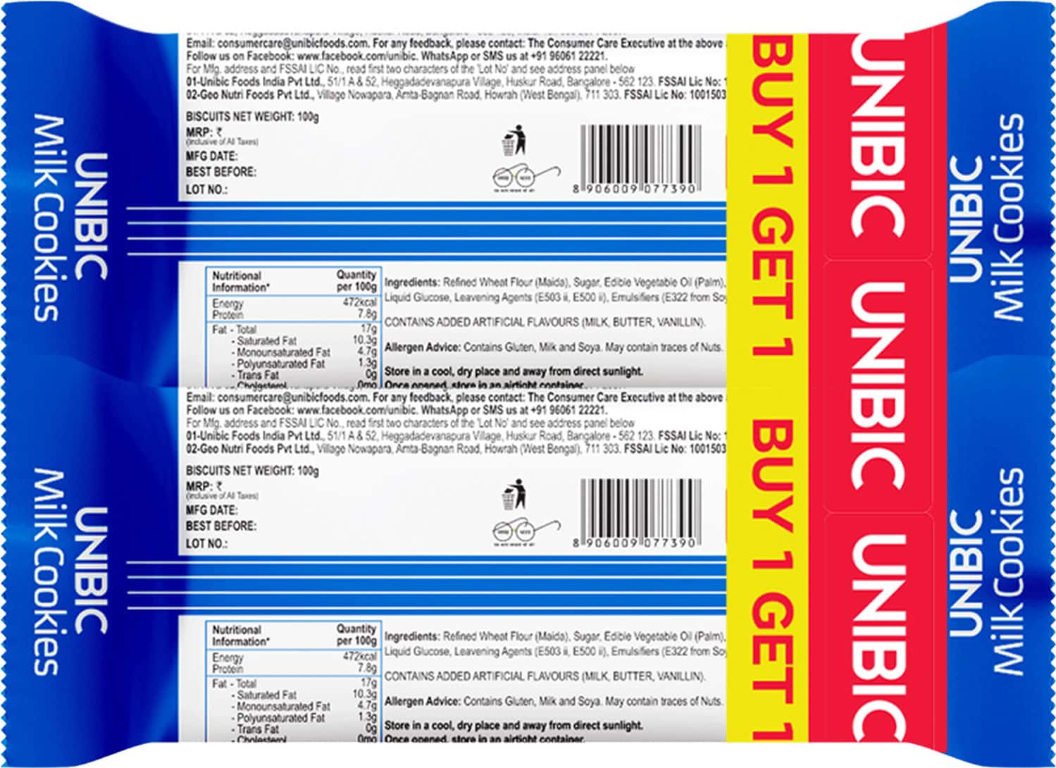 Buy UNIBIC MILK COOKIE (BUY 1 GET 1 FREE) (100G +100G) POUCH Online ...