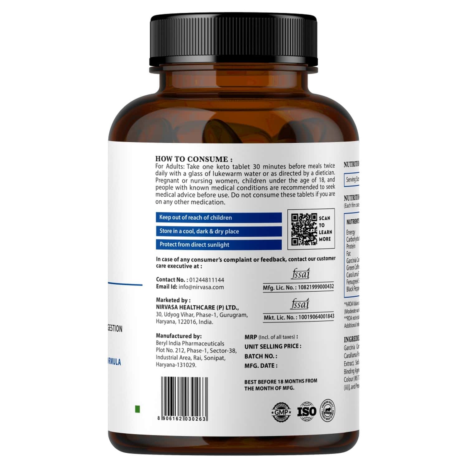 Buy NIRVASA KETO ADVANCED FAT BURNER TABLET WITH GARCINIA COMBOGIA (60 ...