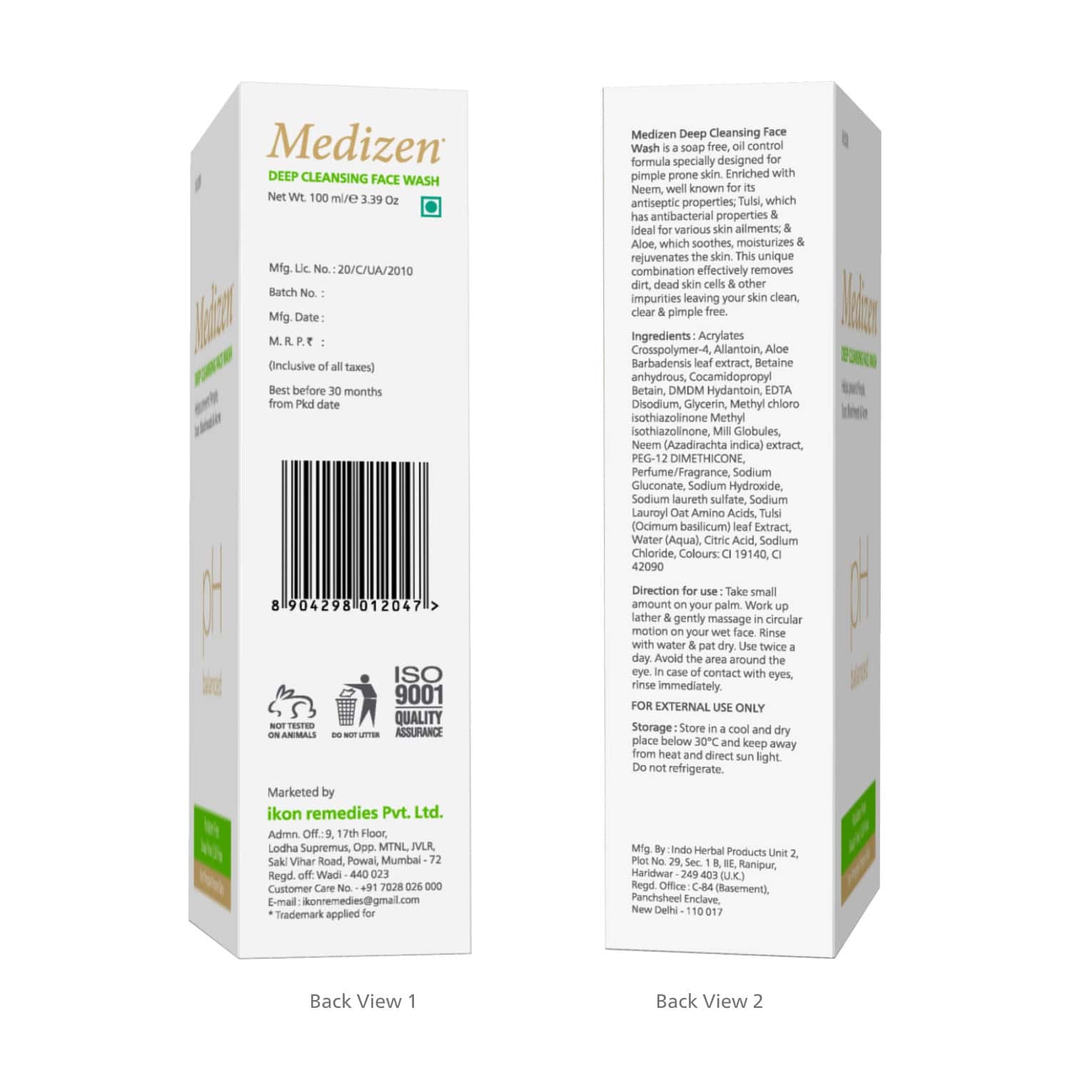 Buy MEDIZEN DEEP CLEANSING FACE WASH 100 ML | NEEM & ALOE VERA ...