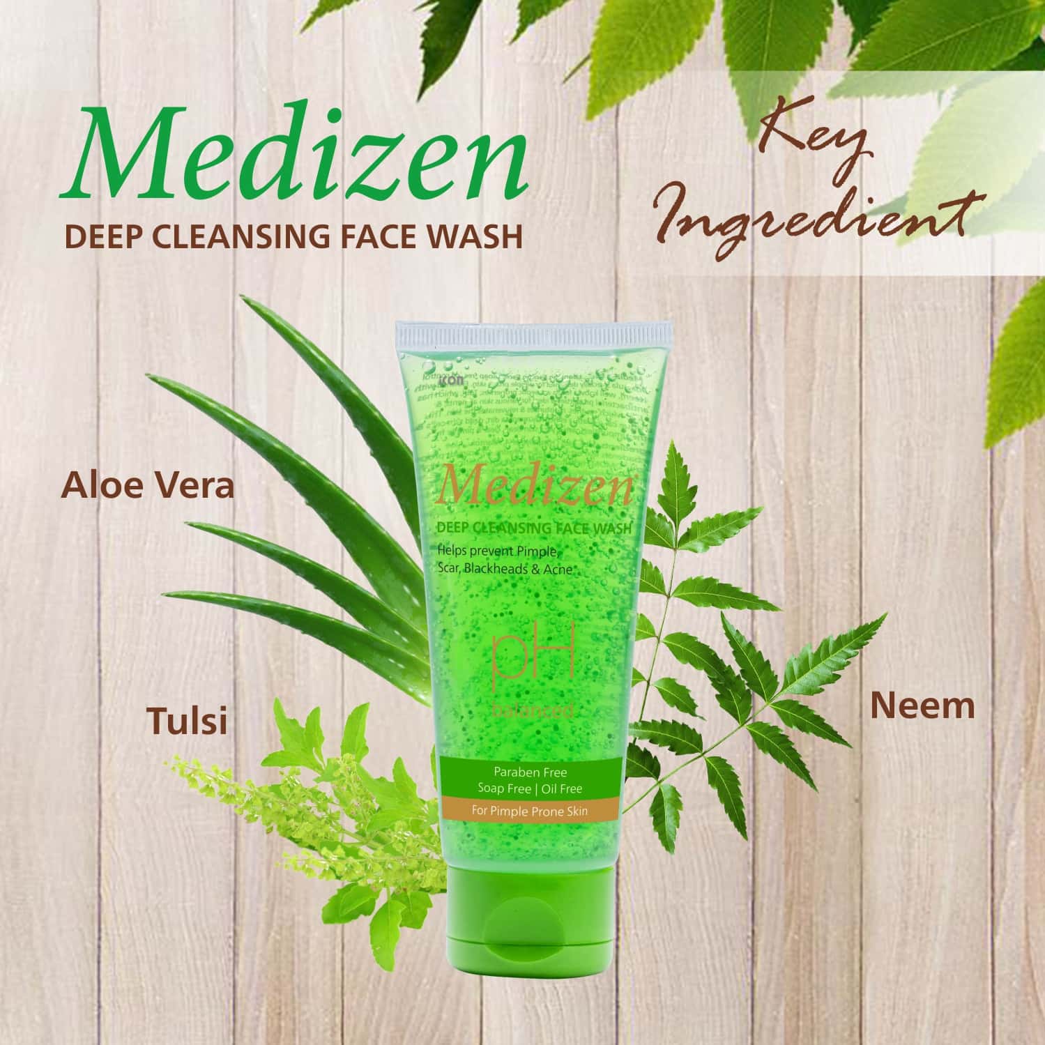 Buy MEDIZEN DEEP CLEANSING FACE WASH 100 ML | NEEM & ALOE VERA ...
