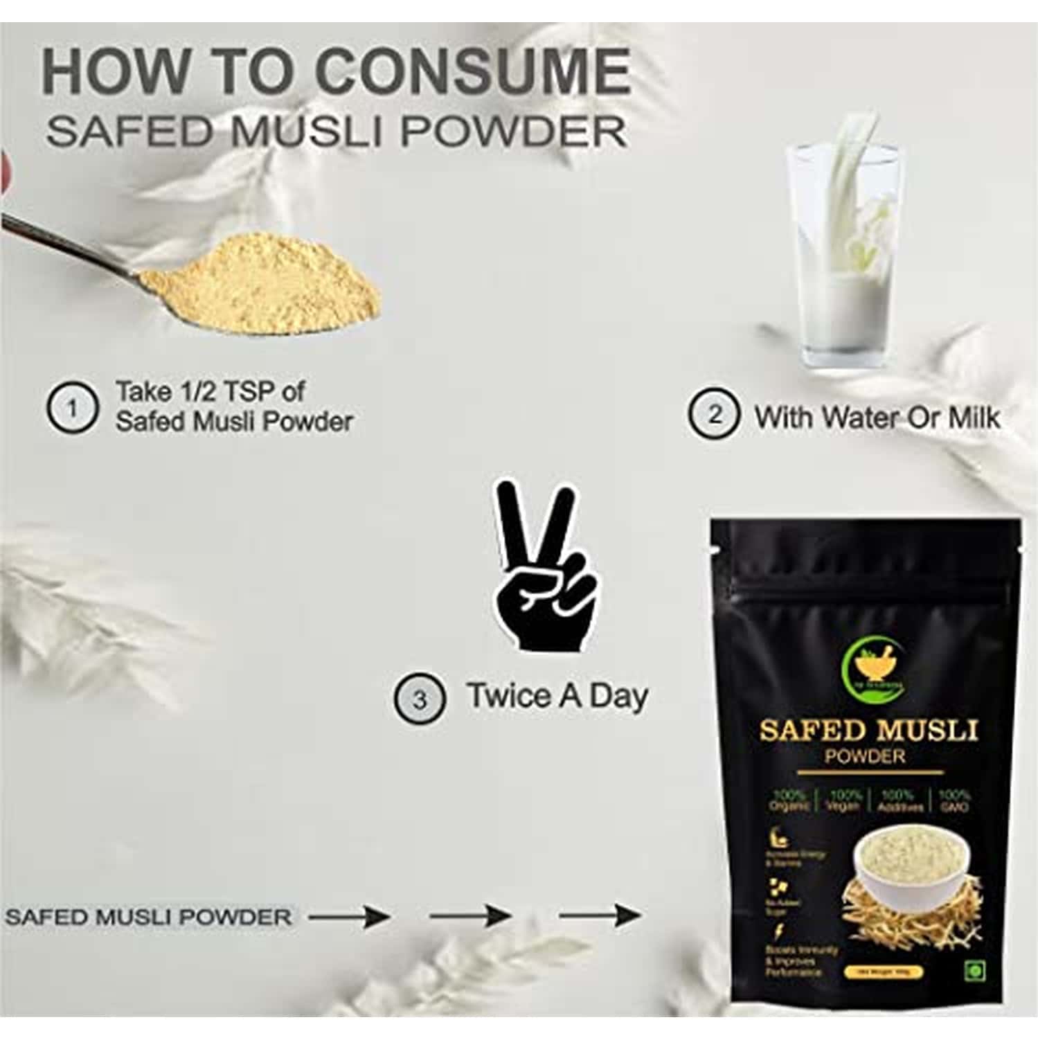 Buy FIJ AYURVEDA SAFED MUSLI POWDER (CHLOROPHYTUM BORIVILIANUM) FOR MEN & WOMEN - 100GM Online ...