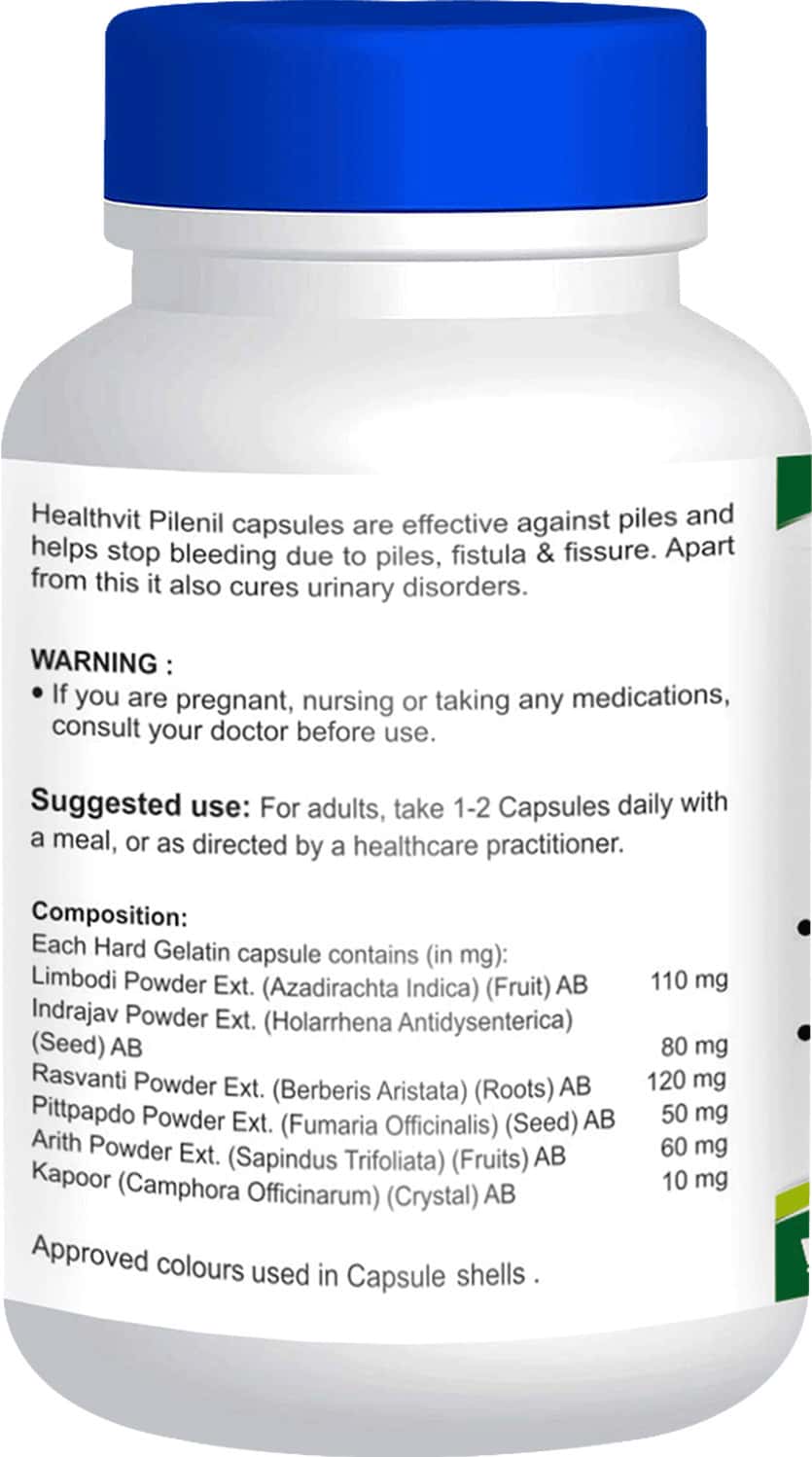 Buy HEALTHVIT PILENIL 60 CAPSULES FOR BLEEDING & NON-BLEEDING PILES ...