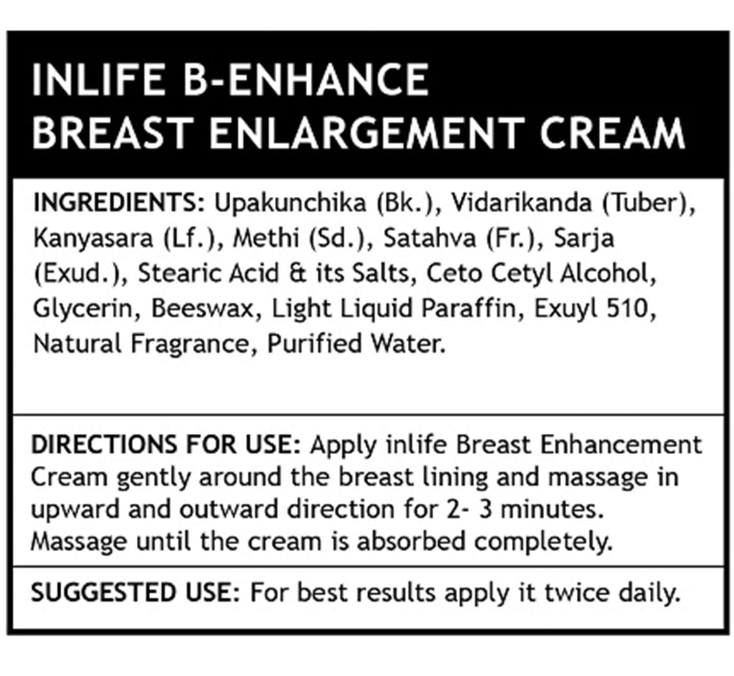 Buy INLIFE NATURAL BREAST ENLARGEMENT CREAM, 100 GM FOR IMPROVEMENT IN ...