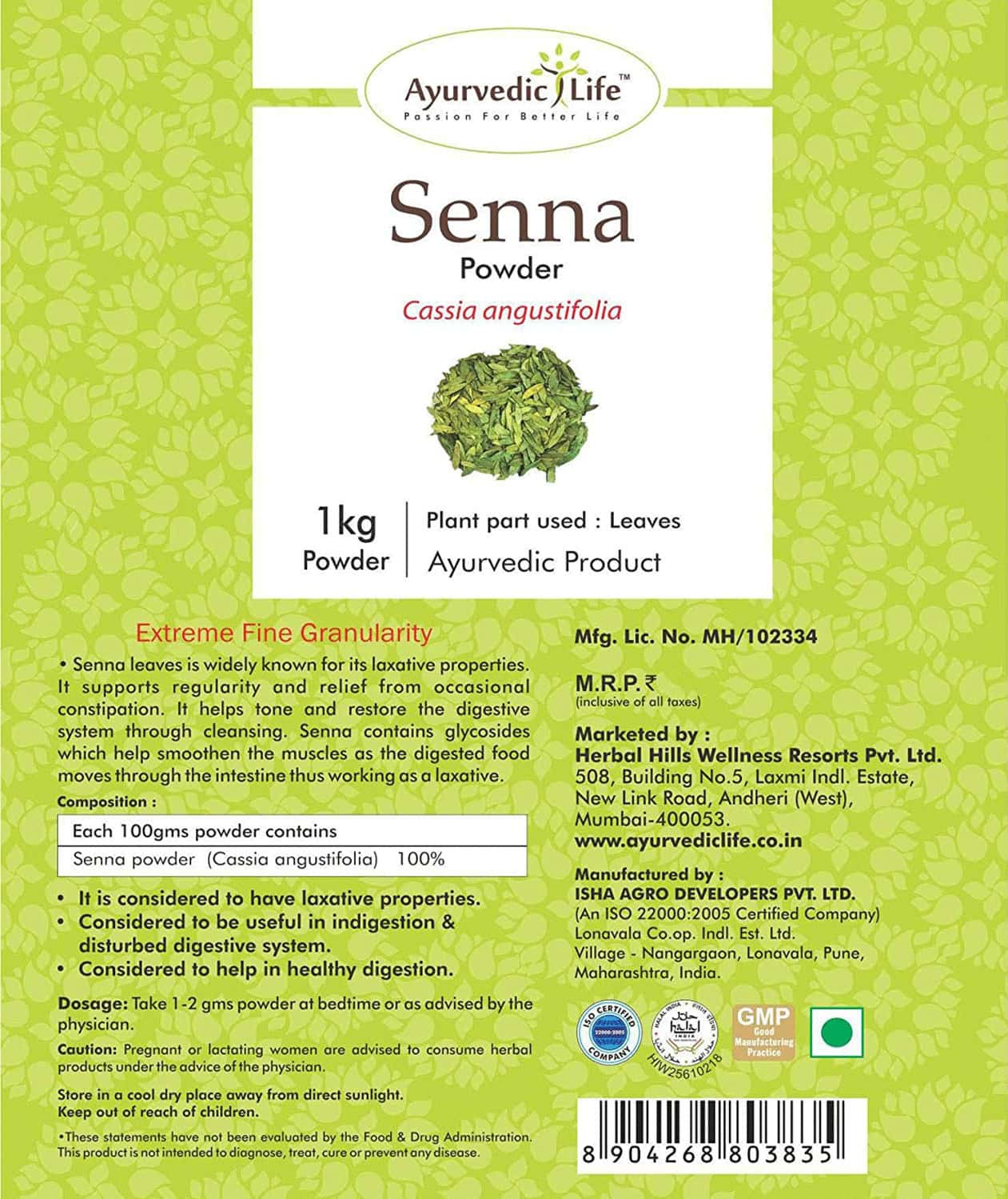 Buy AYURVEDIC LIFE SENNA POWDER - 1 KG VALUE PACK OF 4 Online & Get ...