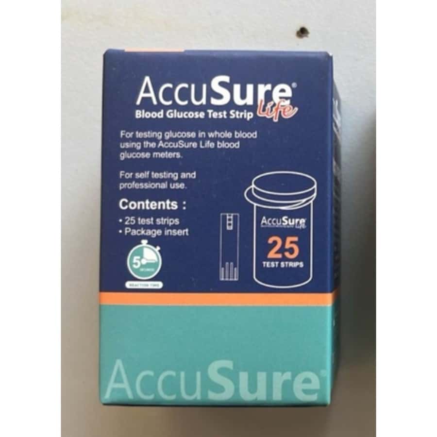 Buy ACCUSURE LIFE BLOOD GLUCOSE METRE | WITH 25 TEST STRIPS Online ...