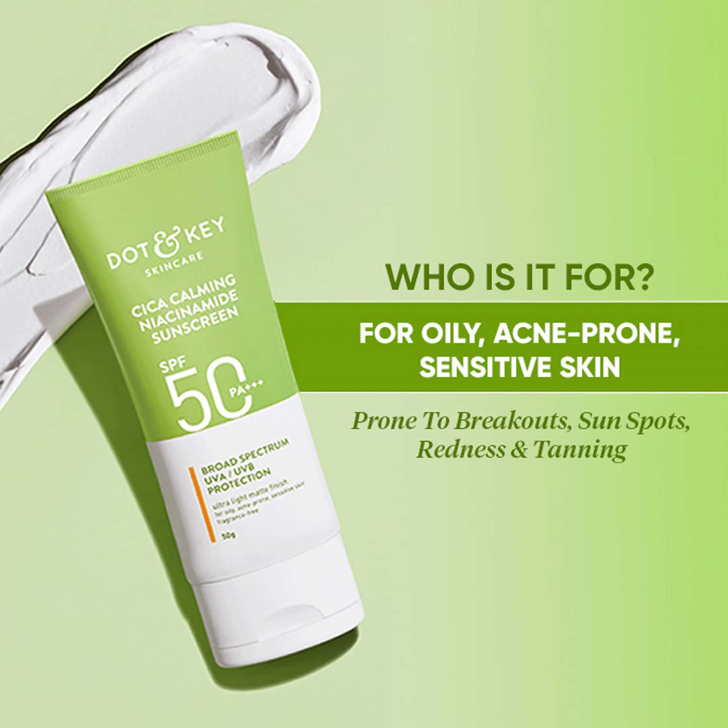 Buy DOT & KEY CICA CALMING NIACINAMIDE SUNSCREEN SPF 50 PA+++ 50G ...