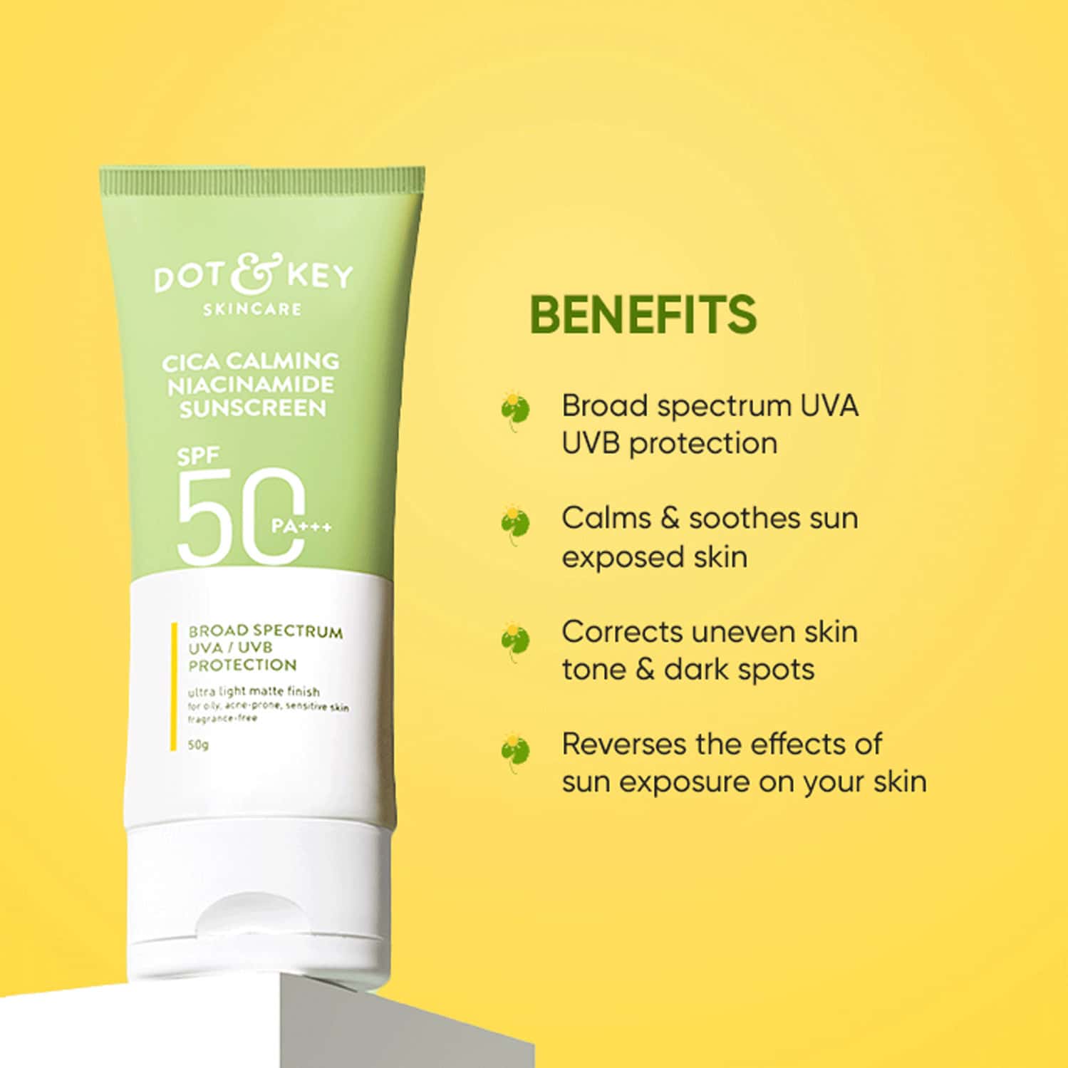 Buy DOT KEY CICA CALMING NIACINAMIDE SUNSCREEN SPF 50 PA 50G