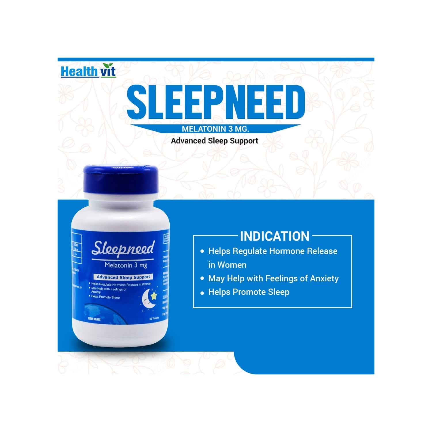 Buy HEALTHVIT SLEEPNEED MELATONIN 10 MG ADVANCED SLEEP SUPPORT - 60 ...