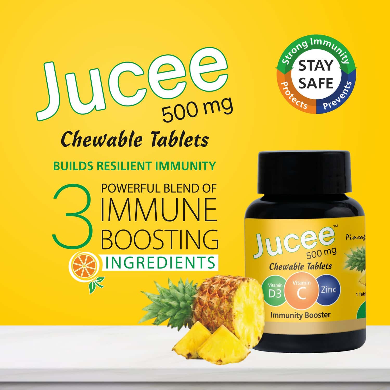 Buy JUCEE CHEWABLE TABLETS 60 CAPS | VITAMINS & ZINC | PINEAPPLE ...