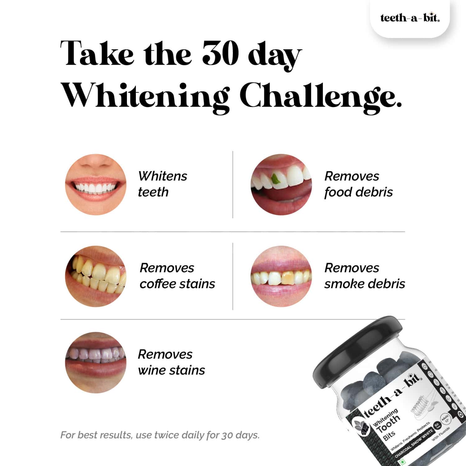 Buy TEETH-A-BIT SNOW WHITE WHITENING BAMBOO CHARCOAL TOOTH BITS, PLANT ...