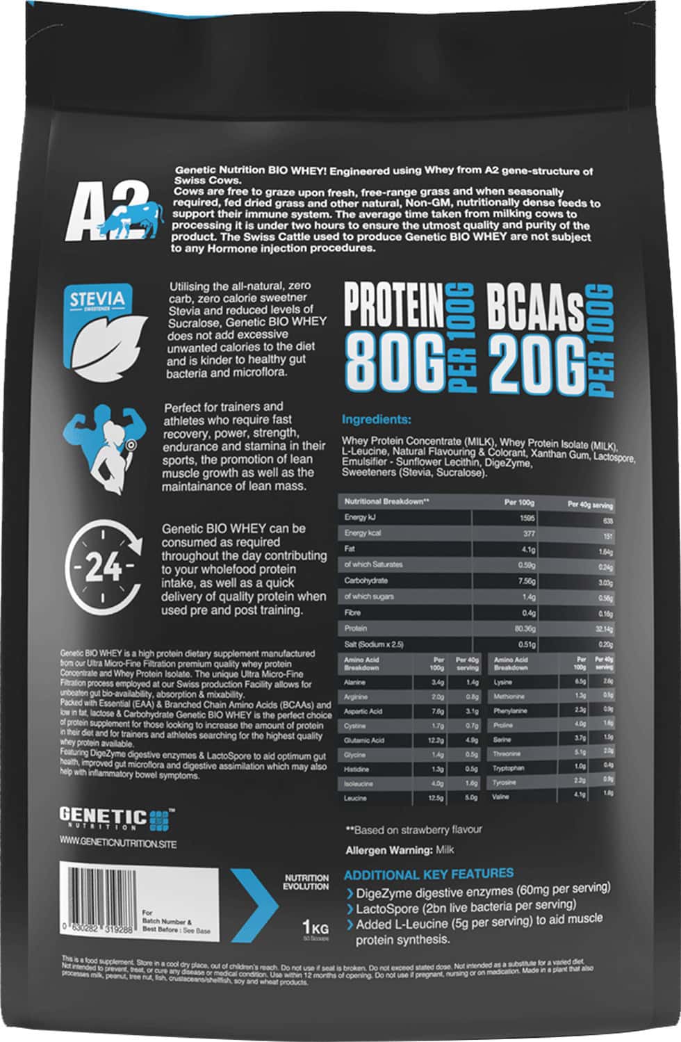 Buy GENETIC NUTRITION BIO WHEY SWISS GRASS-FED FOR MUSCLE RECOVERY ...