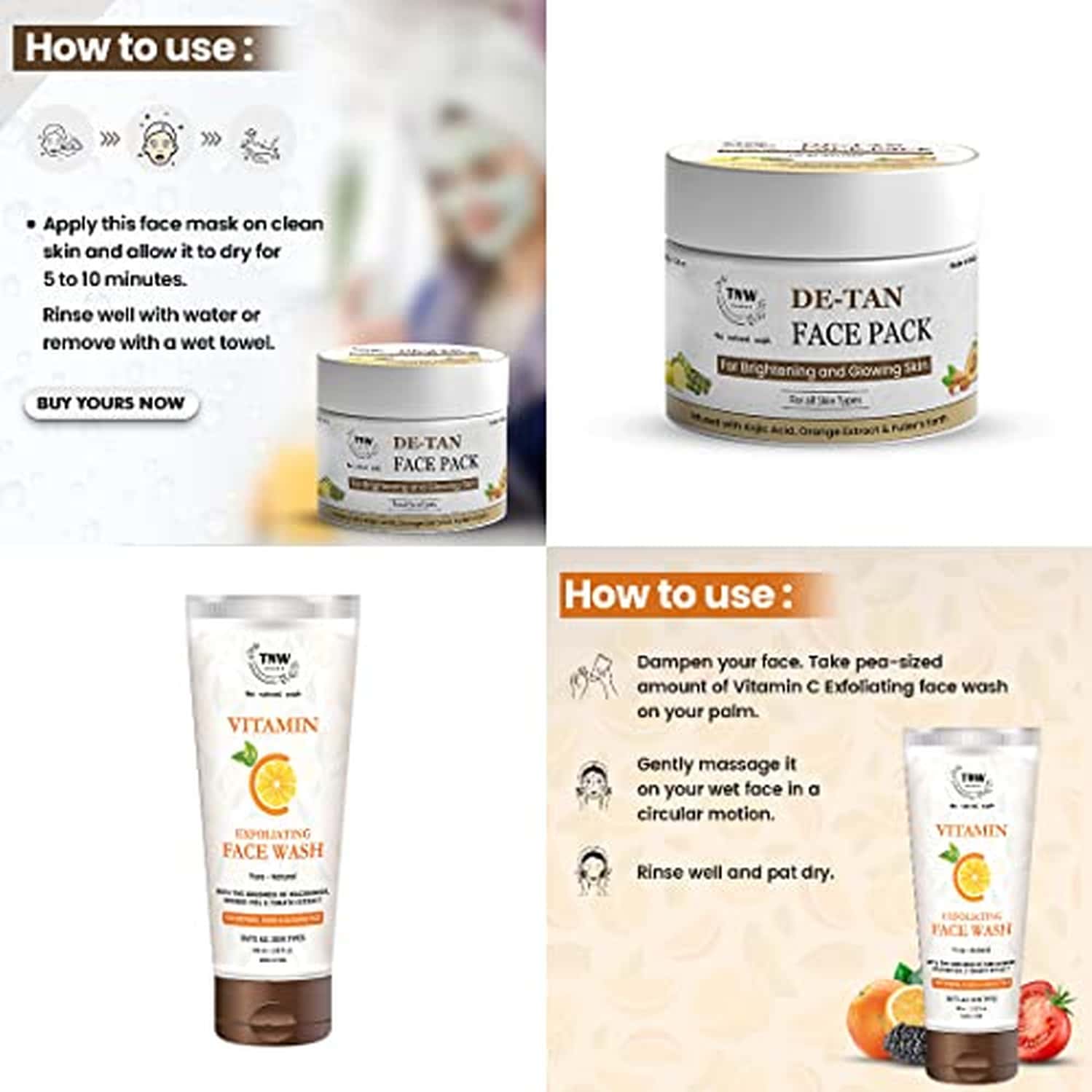 Buy TNW-THE NATURAL WASH DE-TAN FACE PACK & VITAMIN C EXFOLIATING FACE ...