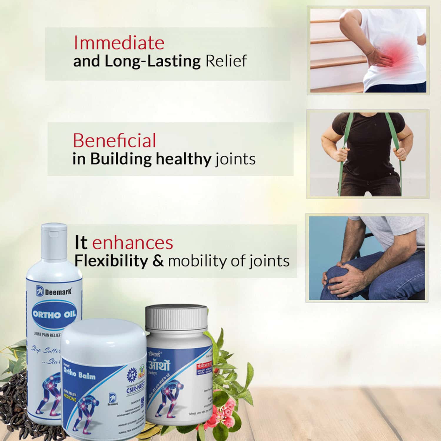 Buy DEEMARK ORTHO BALM PREMIUM NCP KIT (BALM-50GM +OIL-50ML+TAB-30 ...