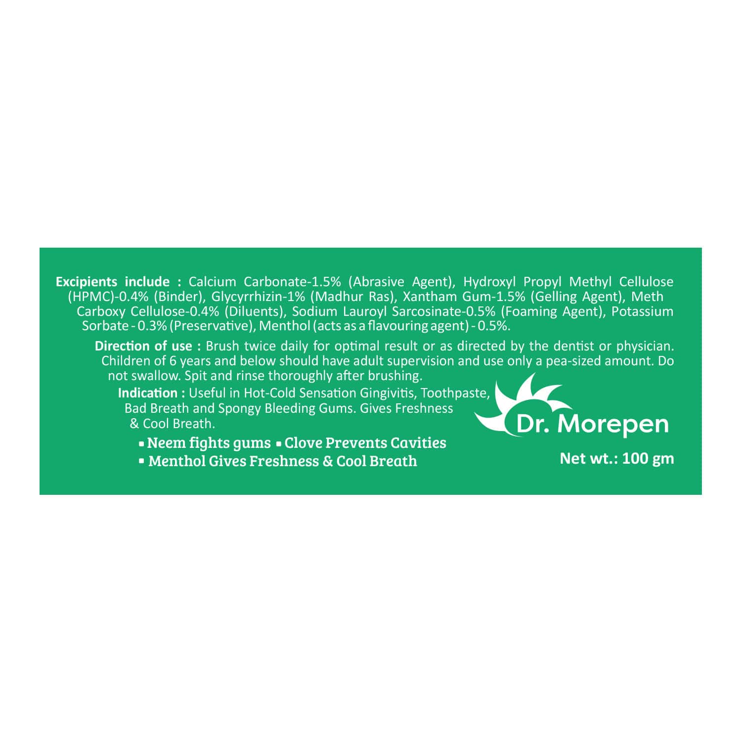 Buy DR. MOREPEN ACTIVE SMILE HERBAL TOOTHPASTE WITH NEEM, CLOVE ...