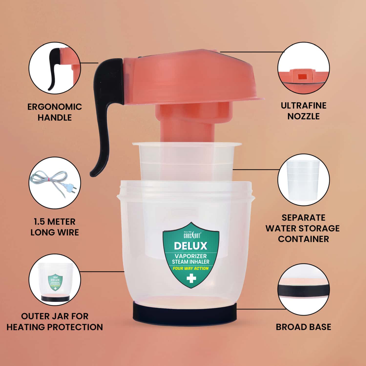 Buy CRESCENT DELUX VAPORIZER STEAMER FOR COLD AND COUGH, ICE RED Online ...