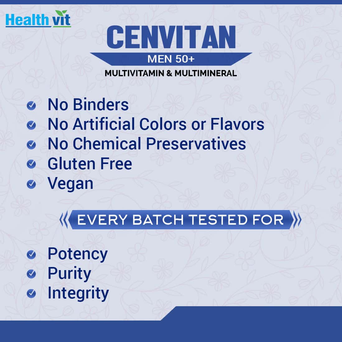 Buy HEALTHVIT CENVITAN MEN 50+ MULTIVITAMINS AND MULTIMINERAL 60 ...