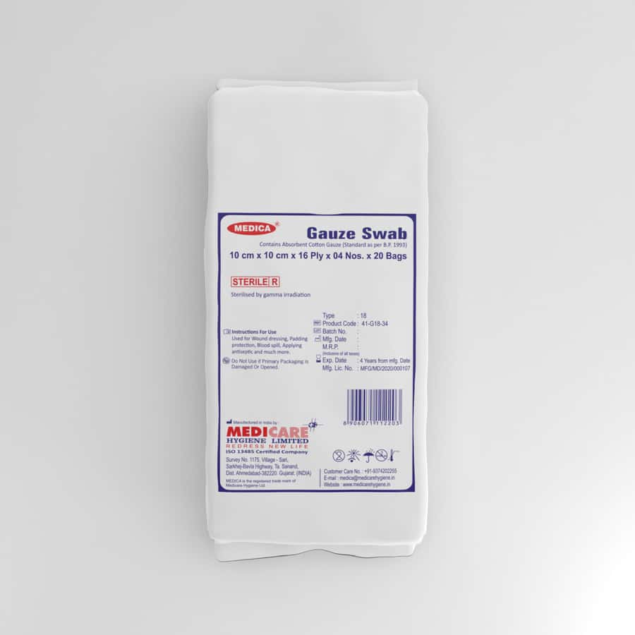 Buy MEDICA GAUZE SWAB STERILE R 10CM X 10CM X 16 PLY X 4 NOS Online ...