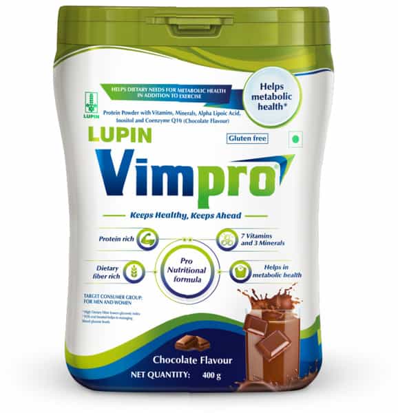 Buy LUPIN VIMPRO CHOCOLATE FLAVOUR JAR OF 400GM POWDER Online & Get ...
