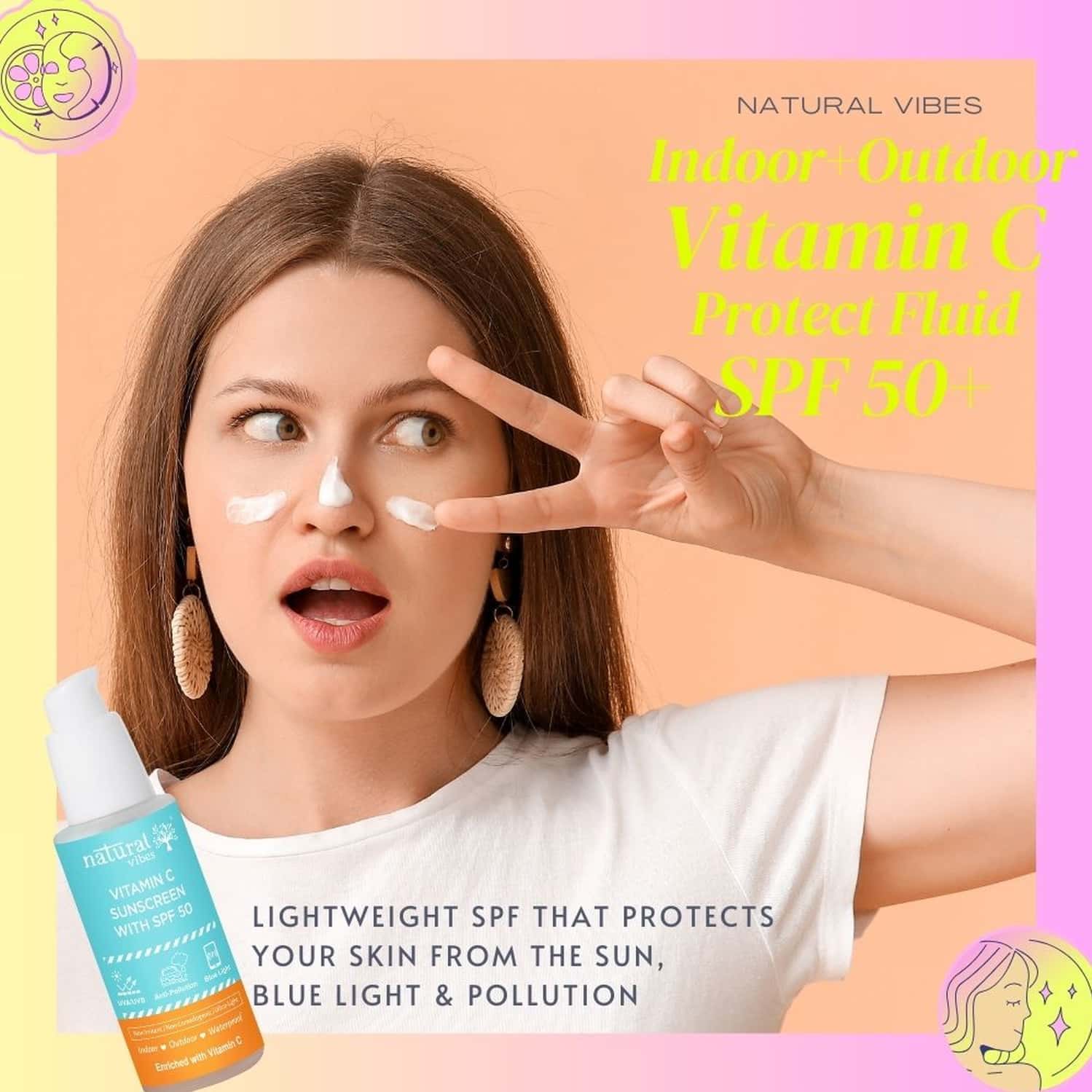 Buy NATURAL VIBES VITAMIN C SUNSCREEN SPF 50 + - UVA/UVB RAYS, BLUE ...