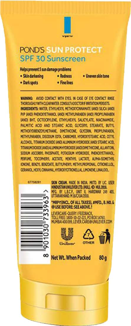 Buy POND'S SUN PROTECT NON-OILY SUNSCREEN SPF 30-80 G Online & Get Upto ...