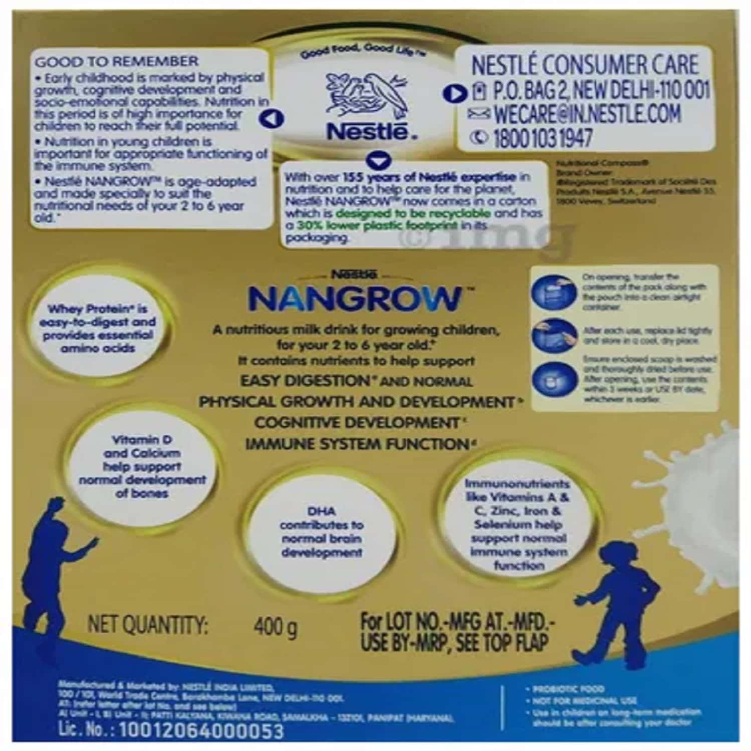 Buy NESTLE NANGROW CREAMY VANILLA 2-6 YEARS, BOX OF 400G WITH FREE ...