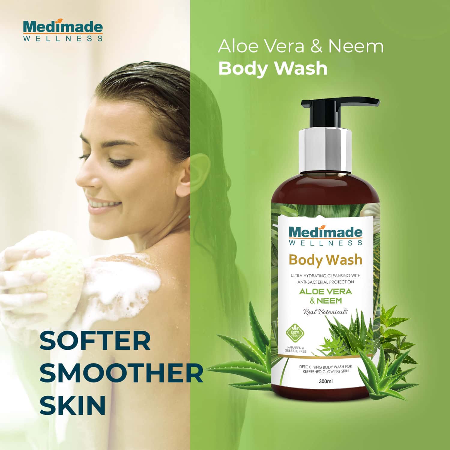 Buy MEDIMADE ALOEVERA AND NEEM BODY WASH - 300 ML Online & Get Upto 60% ...