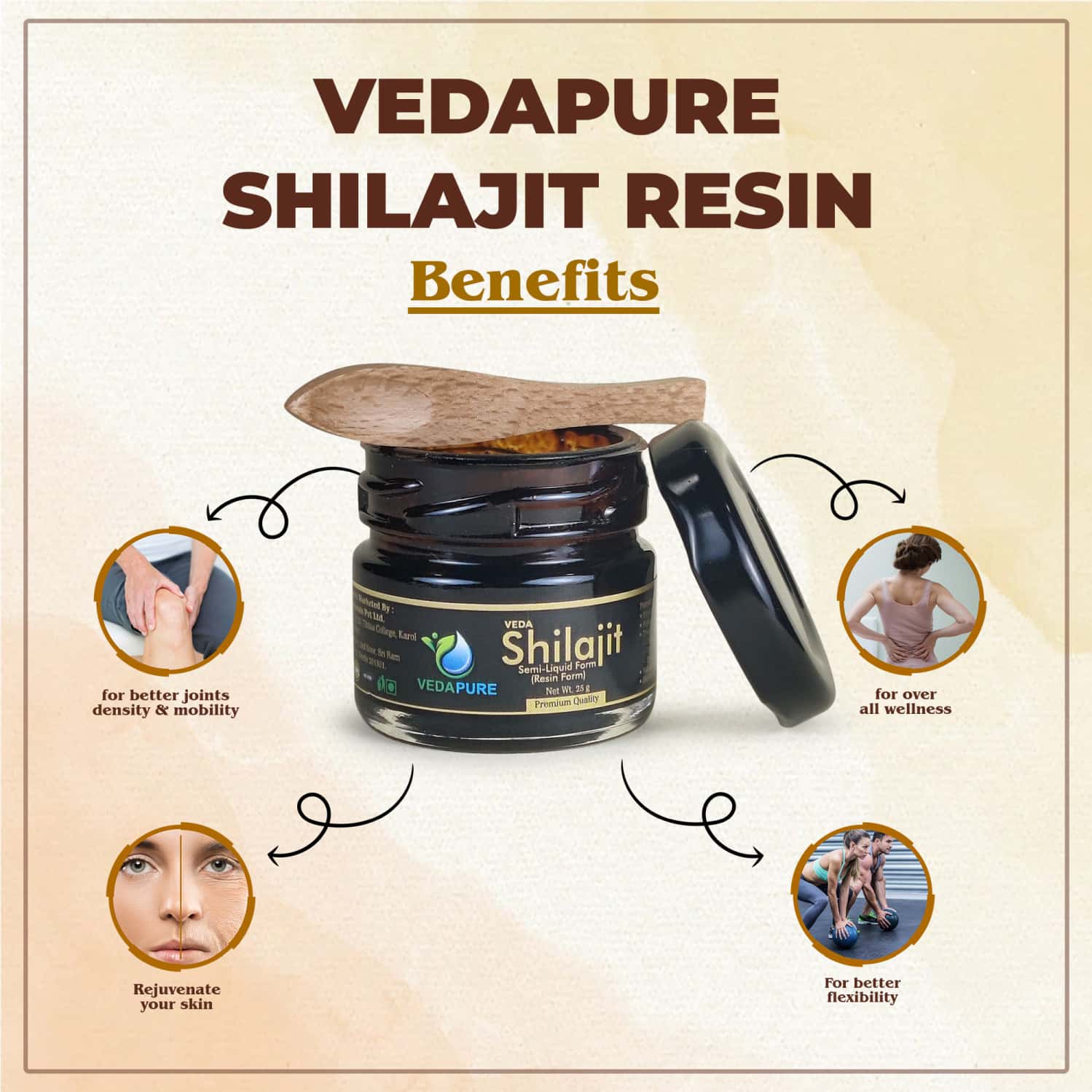 Buy VEDAPURE SHILAJIT/SHILAJEET RESIN FOR MEN & WOMEN SUPPORTS GENERAL WEAKNESS-25 GRAM Online ...