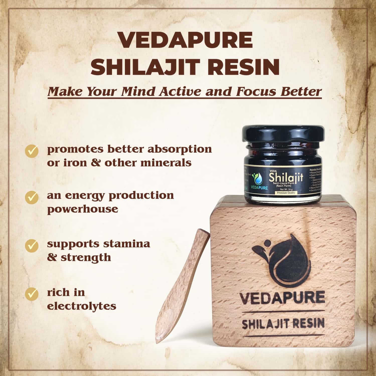 Buy VEDAPURE SHILAJIT/SHILAJEET RESIN FOR MEN & WOMEN SUPPORTS GENERAL WEAKNESS-25 GRAM Online ...