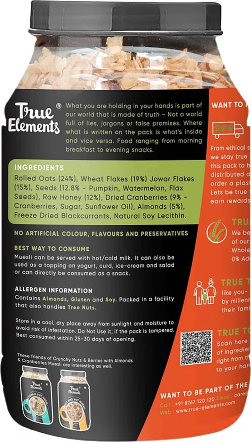 Buy TRUE ELEMENTS CRUNCHY NUTS & BERRIES MUESLI, WITH ALMONDS AND ...
