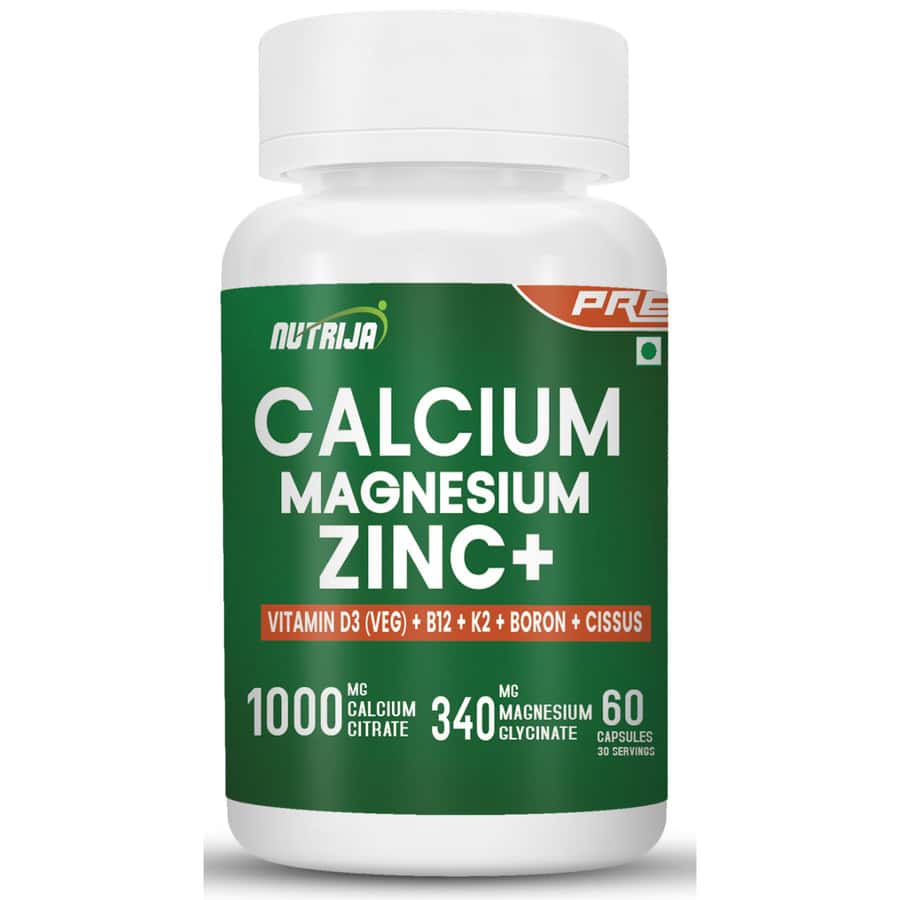 Buy NUTRIJA CALCIUM MAGNESIUM ZINC WITH VITAMIN D3 | BORON | K2 & B12 (120 CAPSULES) Online ...