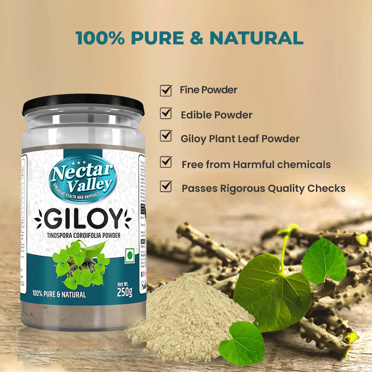 Buy NECTAR VALLEY GILOY POWDER (TINOSPORA CORDIFOLIA) 250G | PURE AND ...