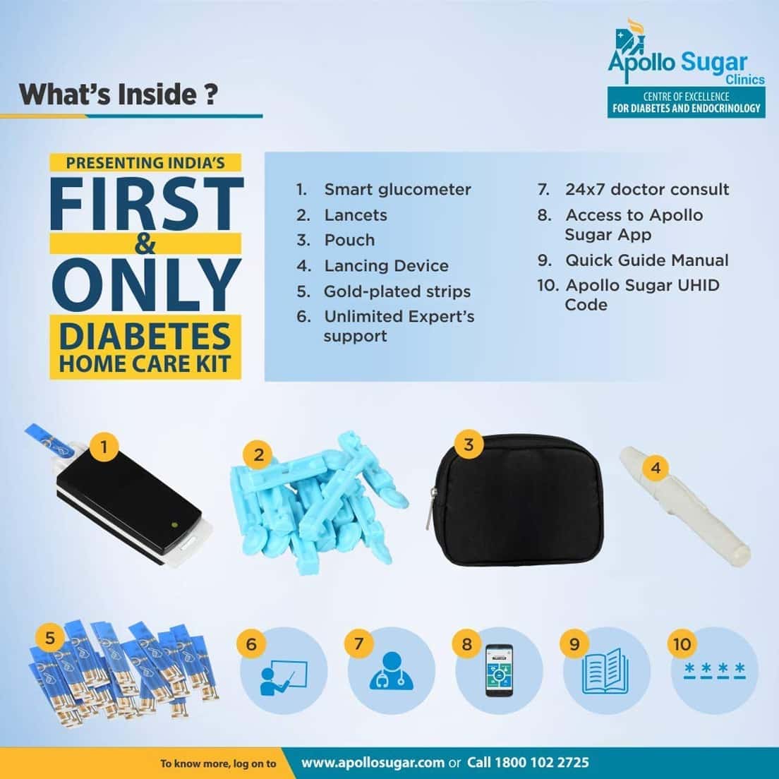 Buy APOLLO SUGAR GOLD PLATED GLUCOMETER TEST STRIPS BOX OF 200 Online ...