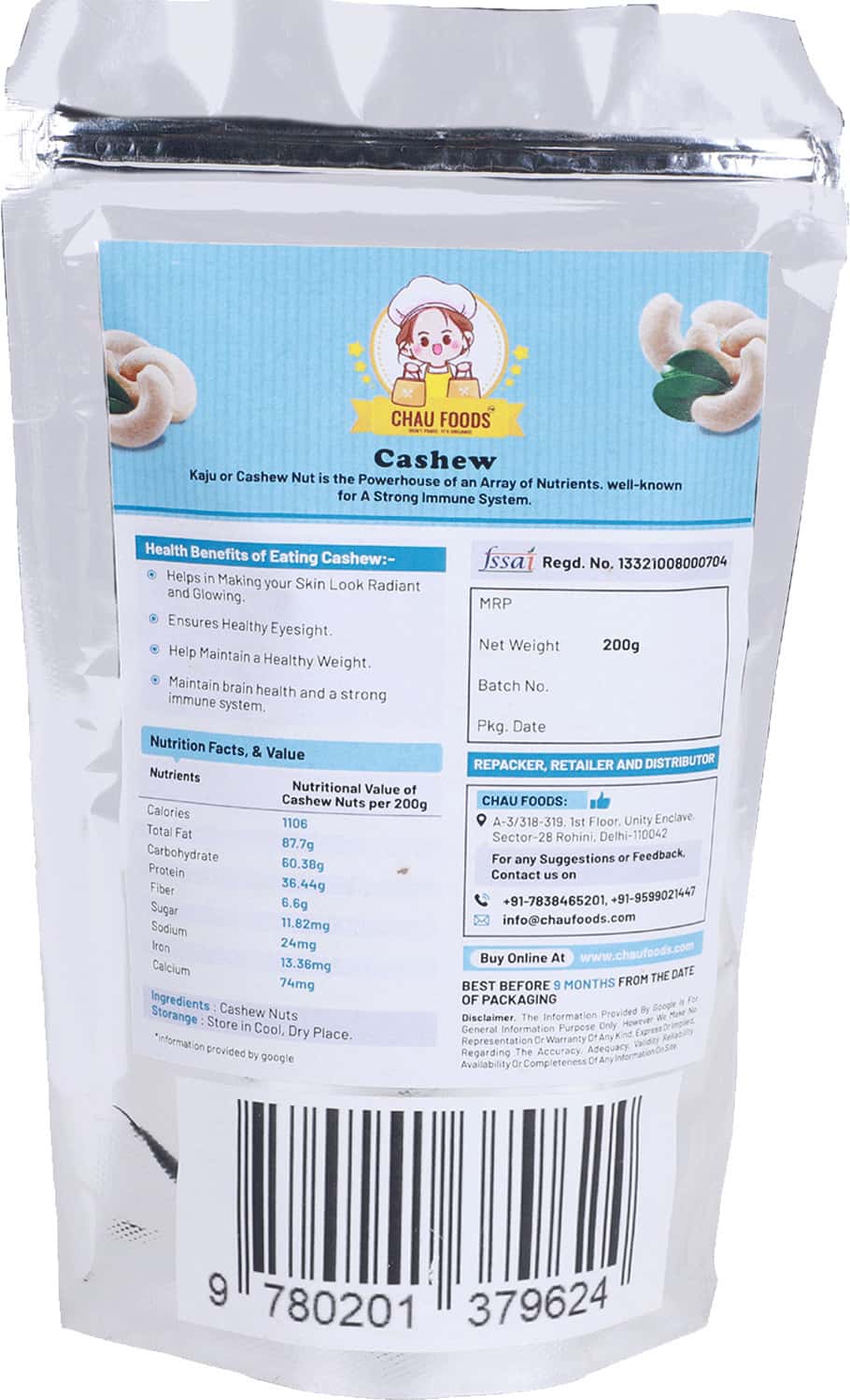 Buy CHAU FOODS CASHEW NUTS Online & Get Upto 60% OFF at PharmEasy